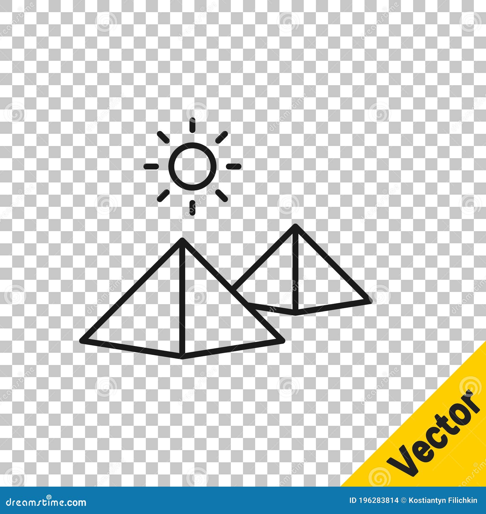Black Line Egypt Pyramids Icon Isolated On Transparent Background ...