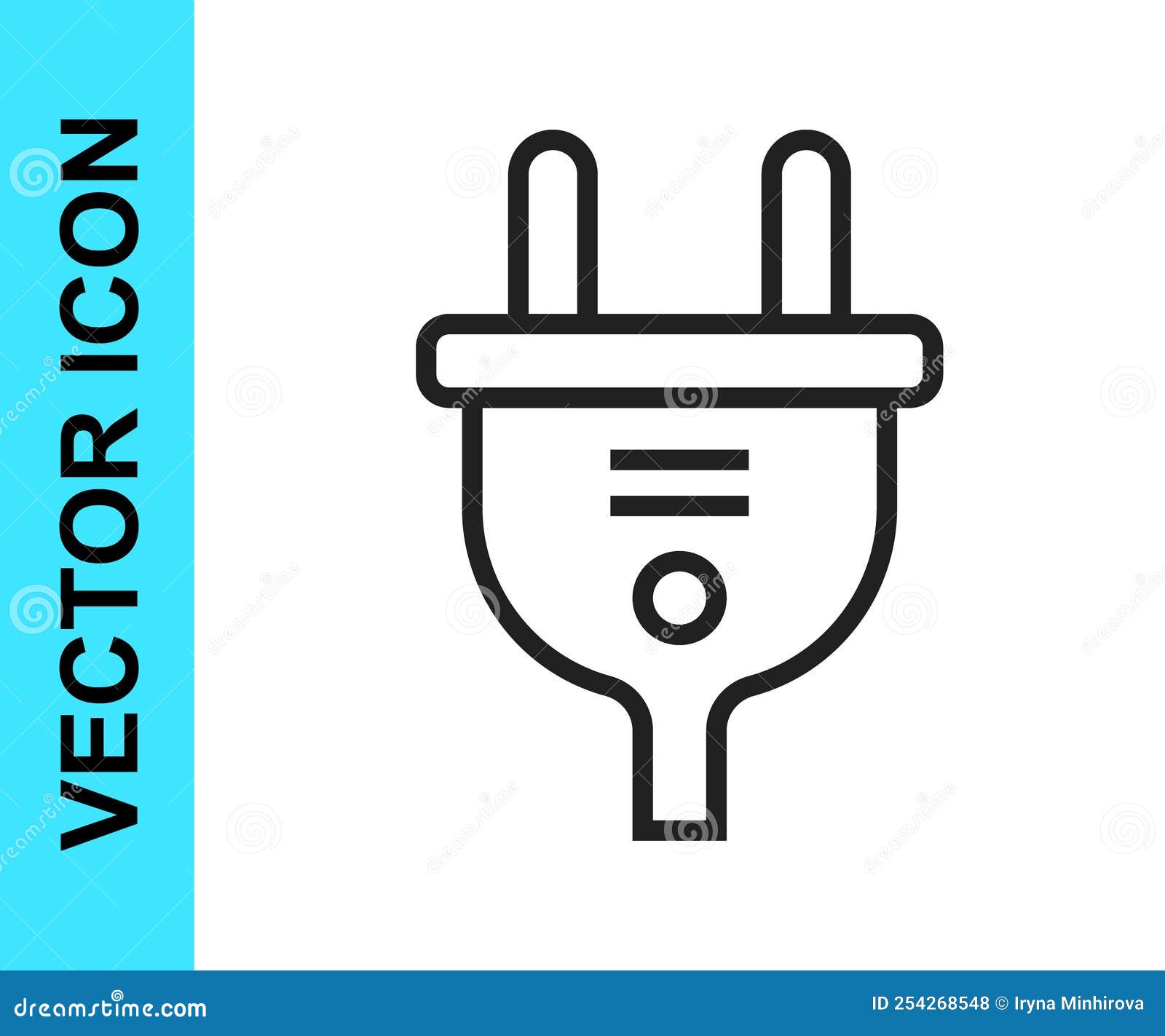 Black Line Electric Plug Icon Isolated on White Background. Concept of ...