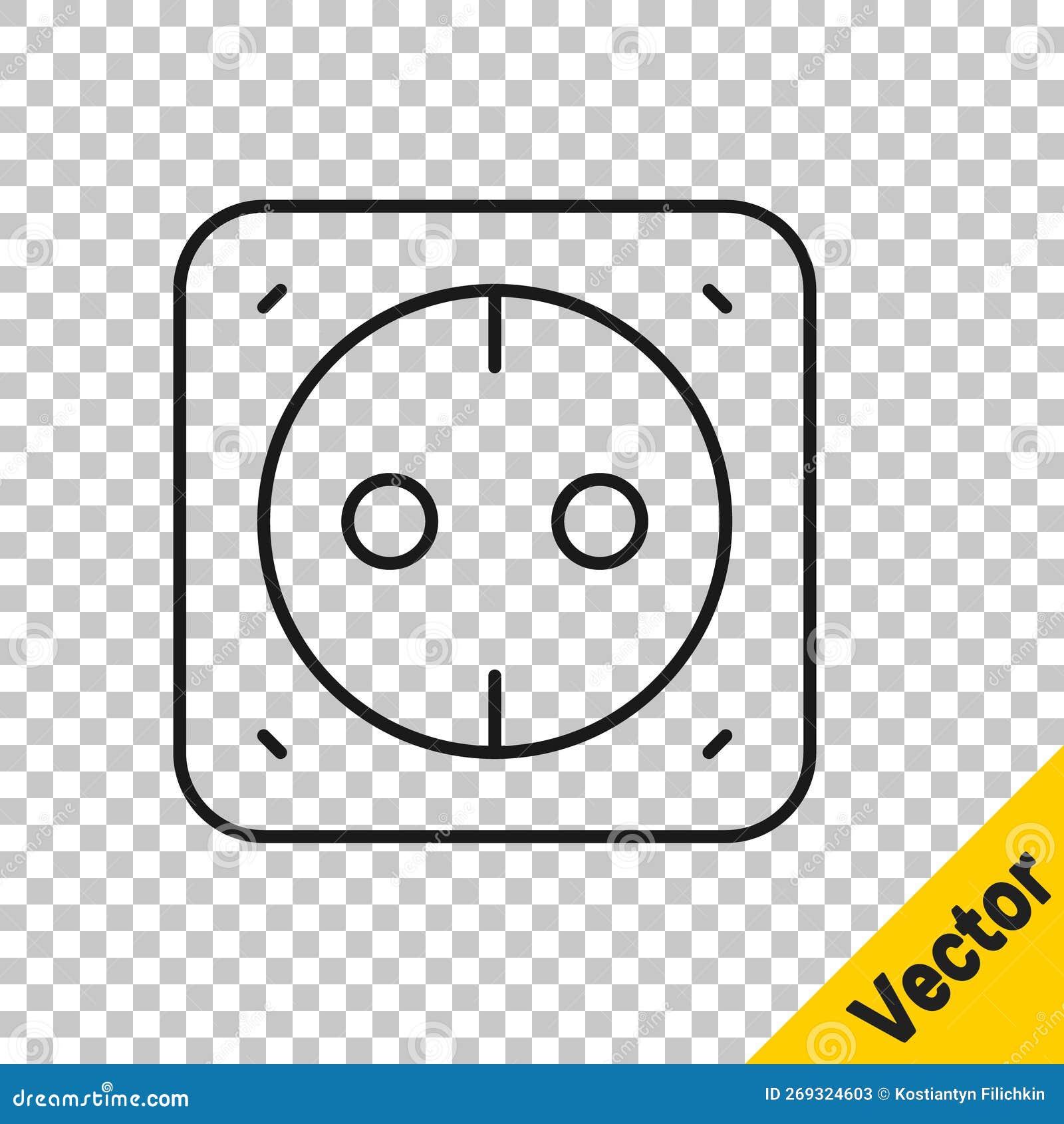 Black Line Electrical Outlet Icon Isolated on Transparent Background ...