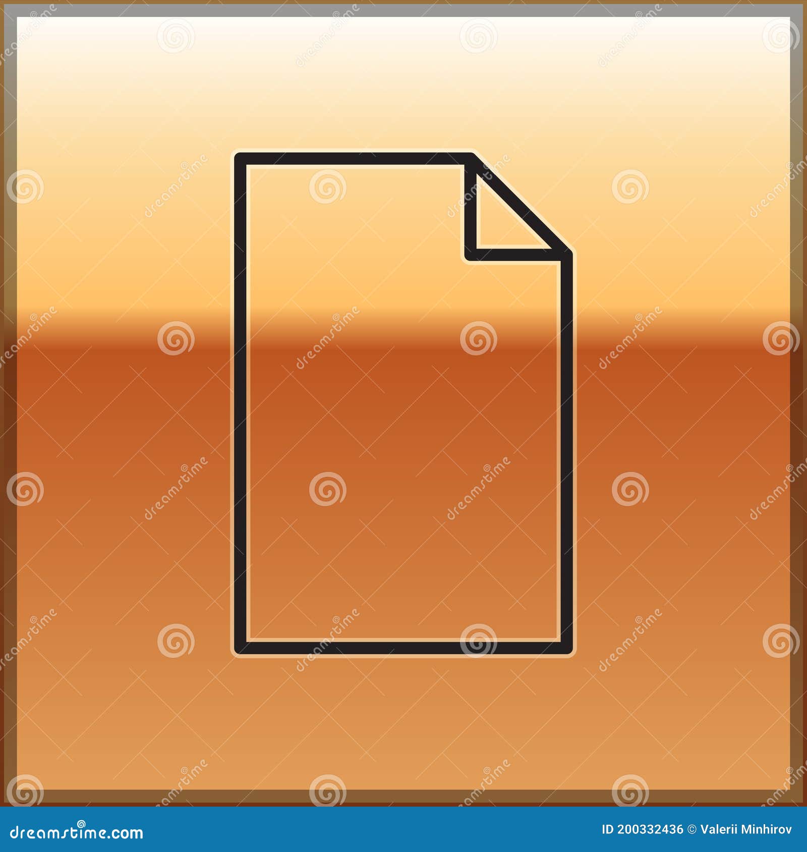 Black Line Empty Document Icon Isolated on Gold Background. Checklist ...