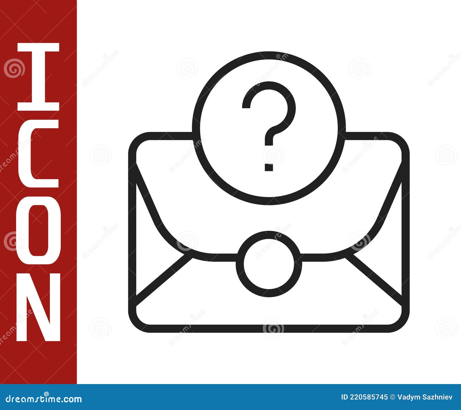 Black Line Envelope with Question Mark Icon Isolated on White ...