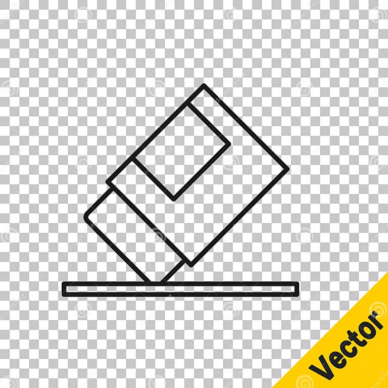 Black Line Eraser or Rubber Icon Isolated on Transparent Background ...