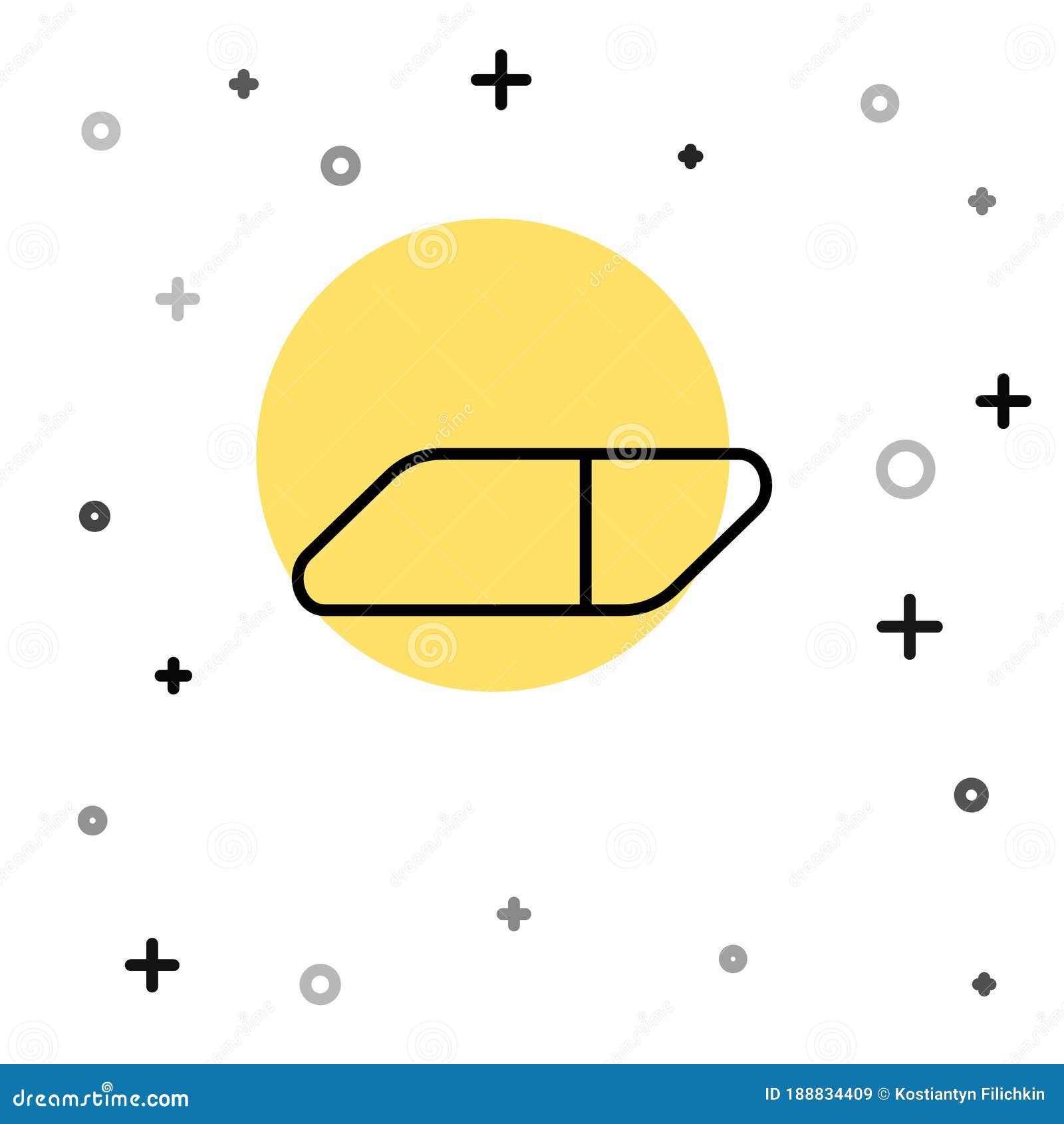 Black Line Eraser or Rubber Icon Isolated on White Background. Random ...