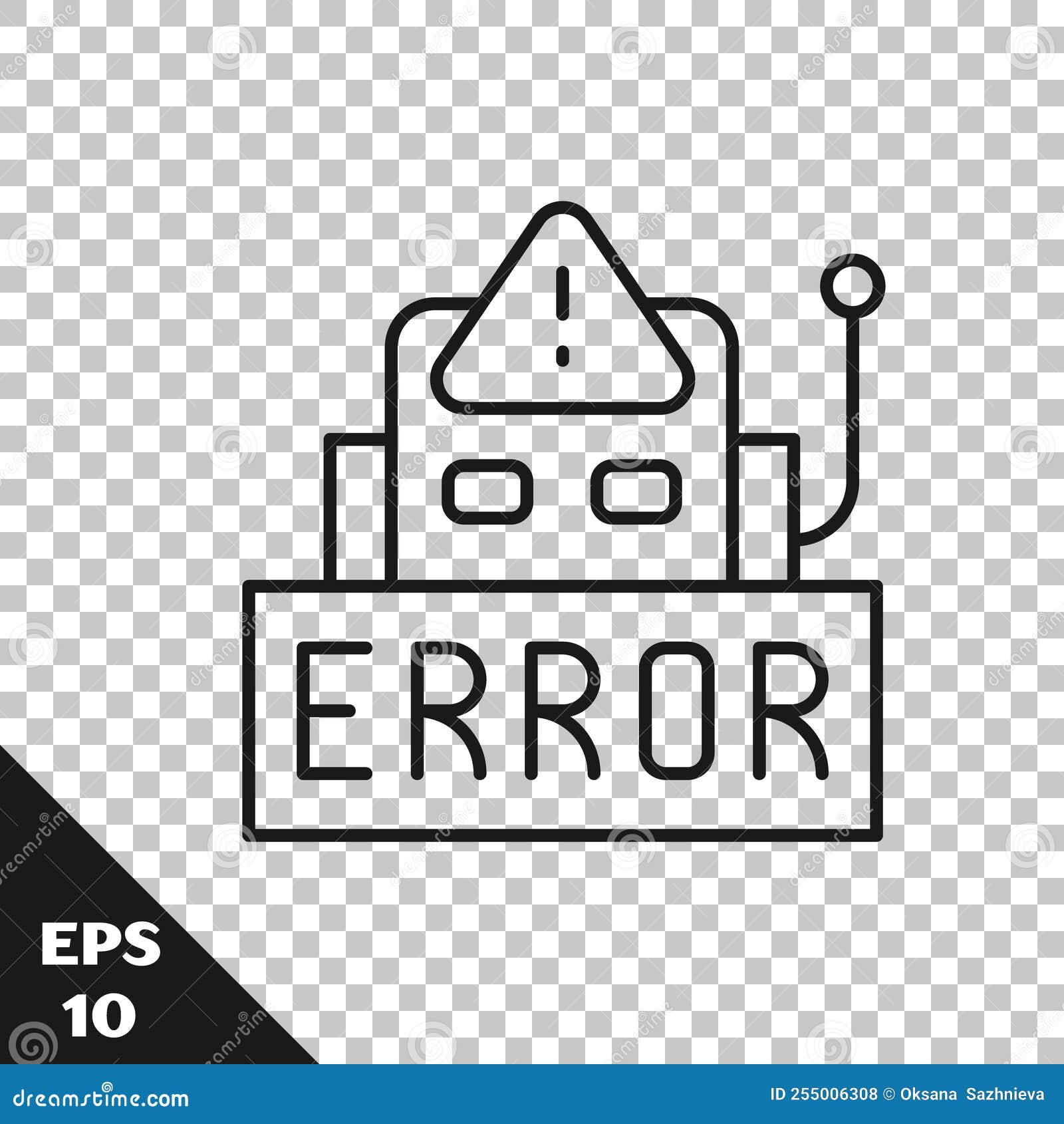 Black Line Error in the Operation Program of the Robot Icon Isolated on ...
