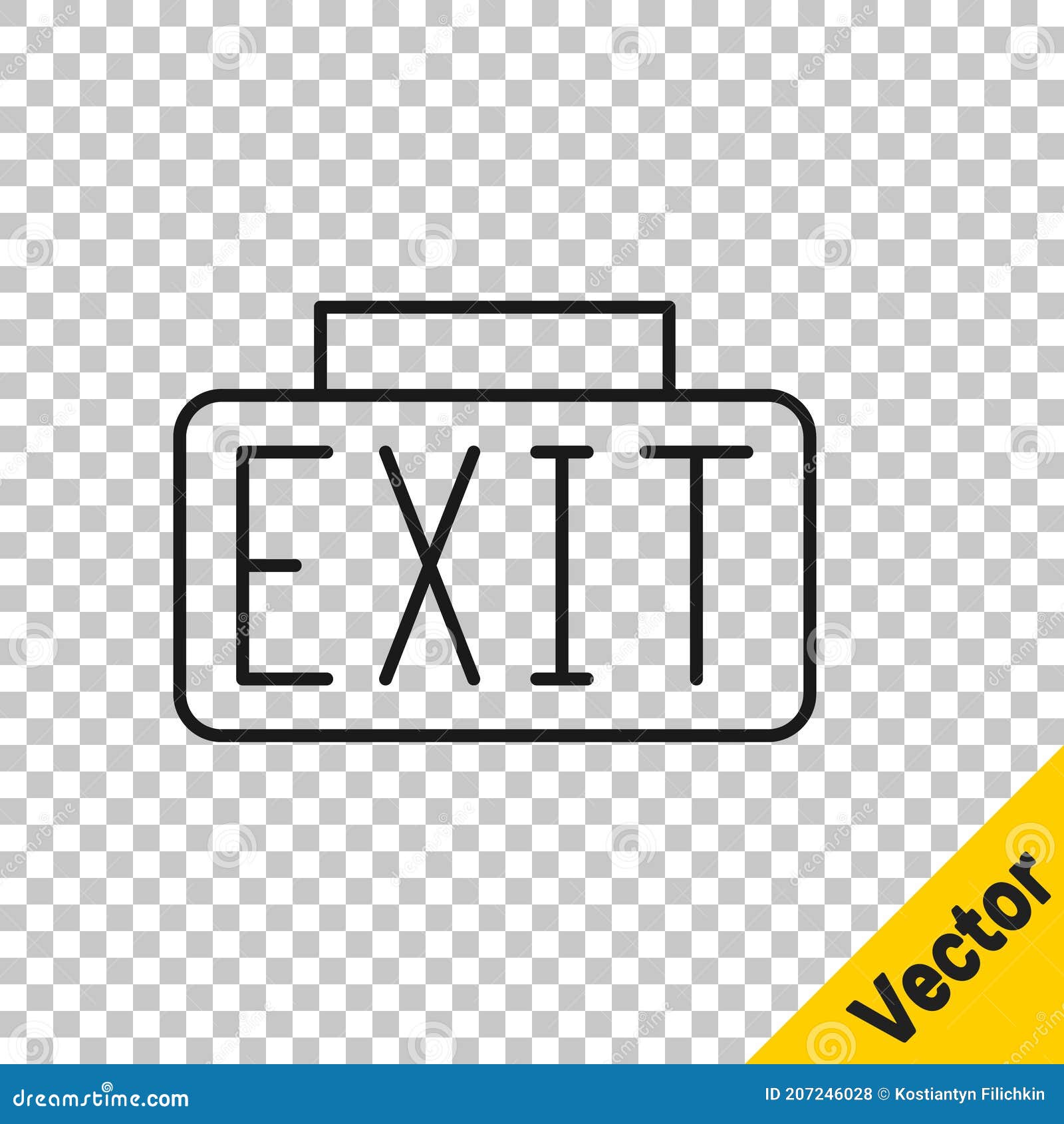 Black Line Exit Icon Isolated On Transparent Background. Fire Emergency ...