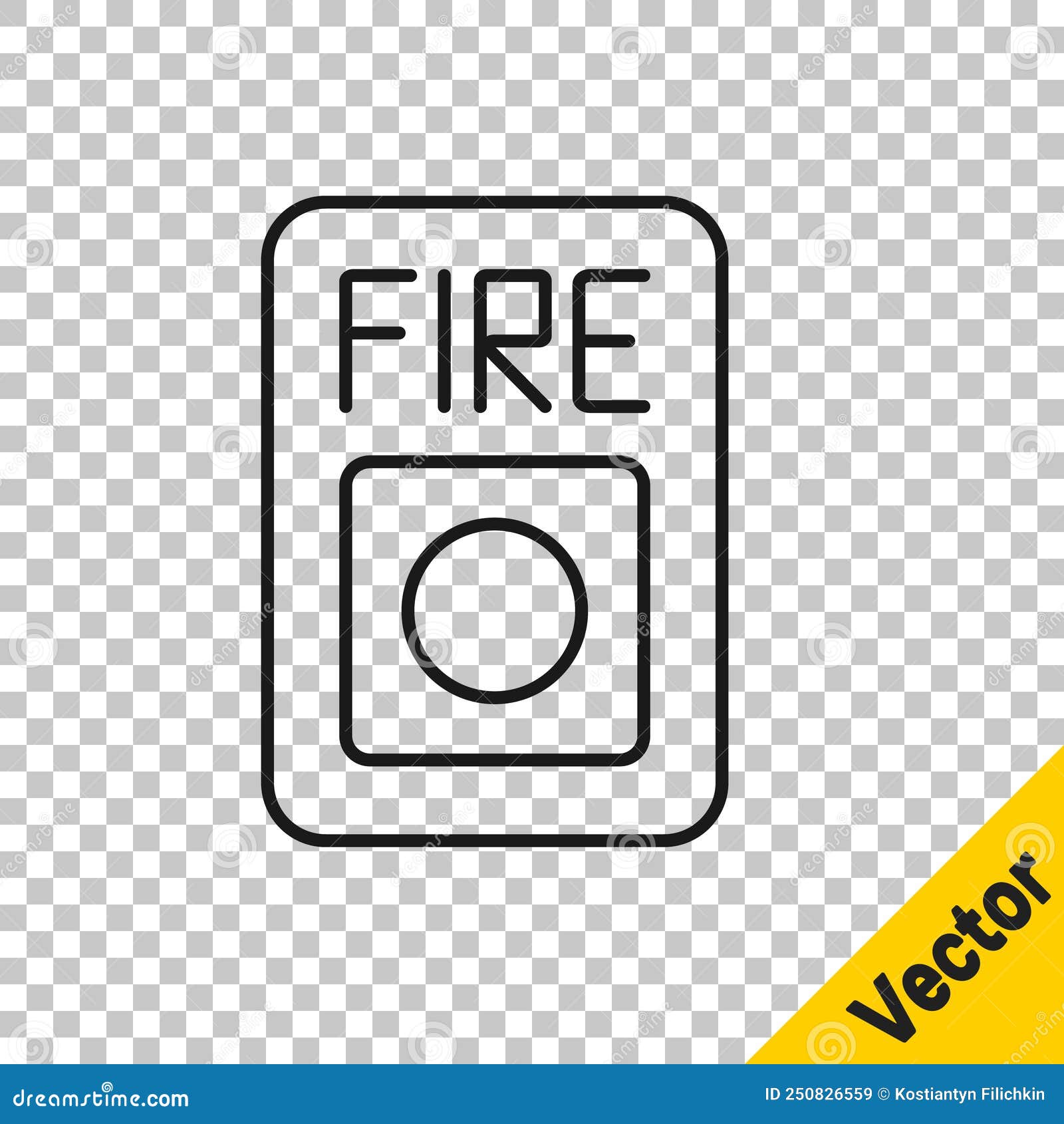 Black Line Fire Alarm System Icon Isolated on Transparent Background ...