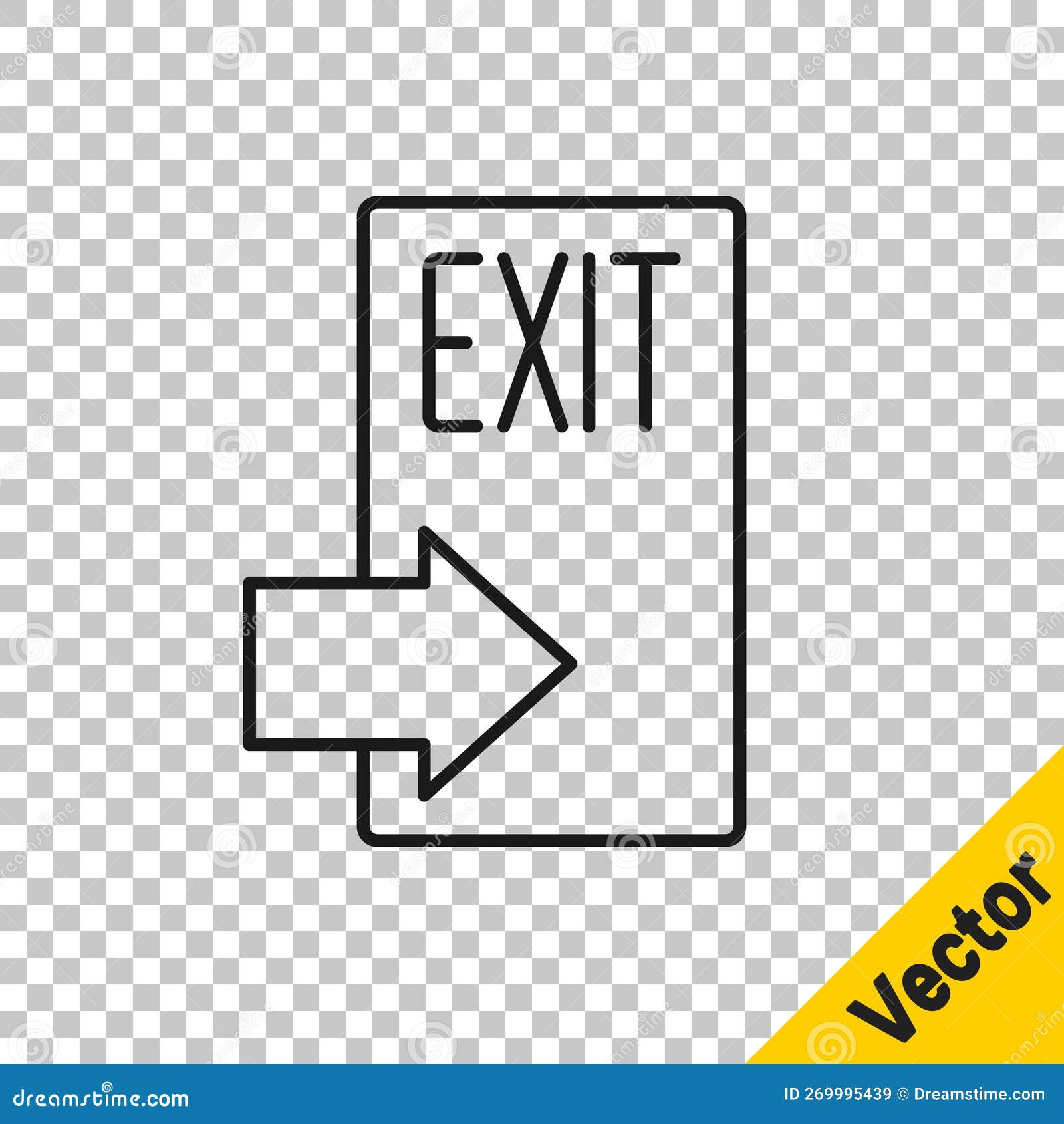 Black Line Fire Exit Icon Isolated on Transparent Background. Fire ...