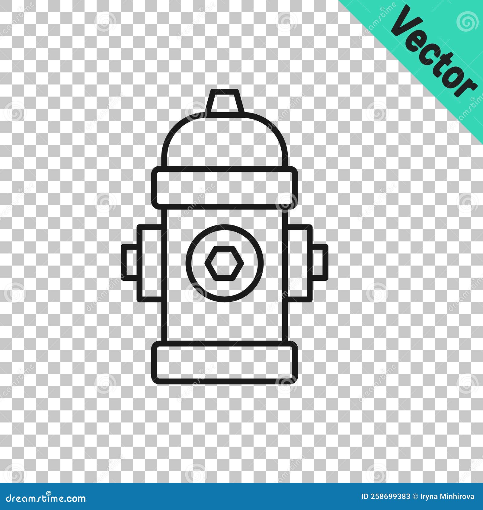 Black Line Fire Hydrant Icon Isolated on Transparent Background. Vector ...