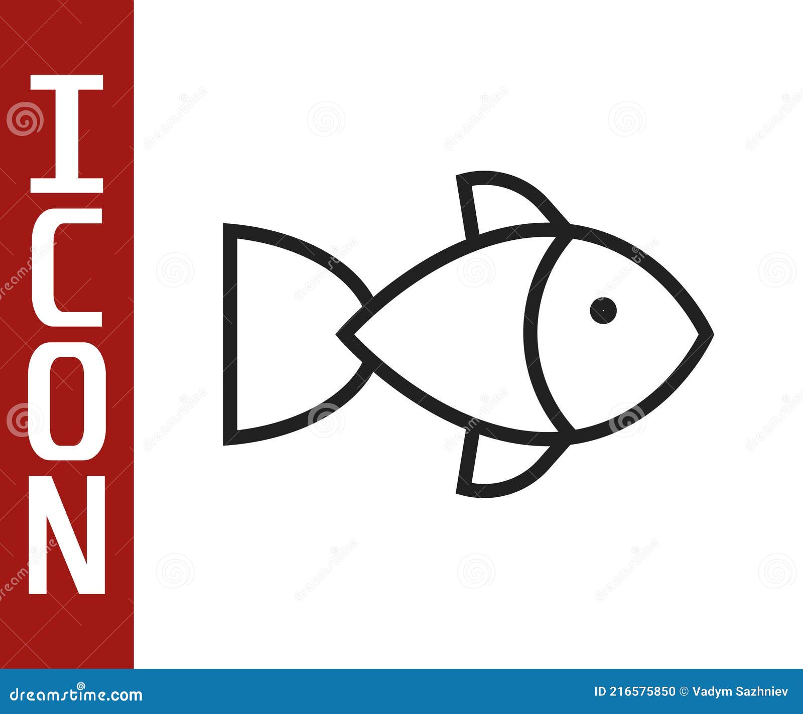 Black Line Fish Icon Isolated on White Background. Vector Stock Vector ...