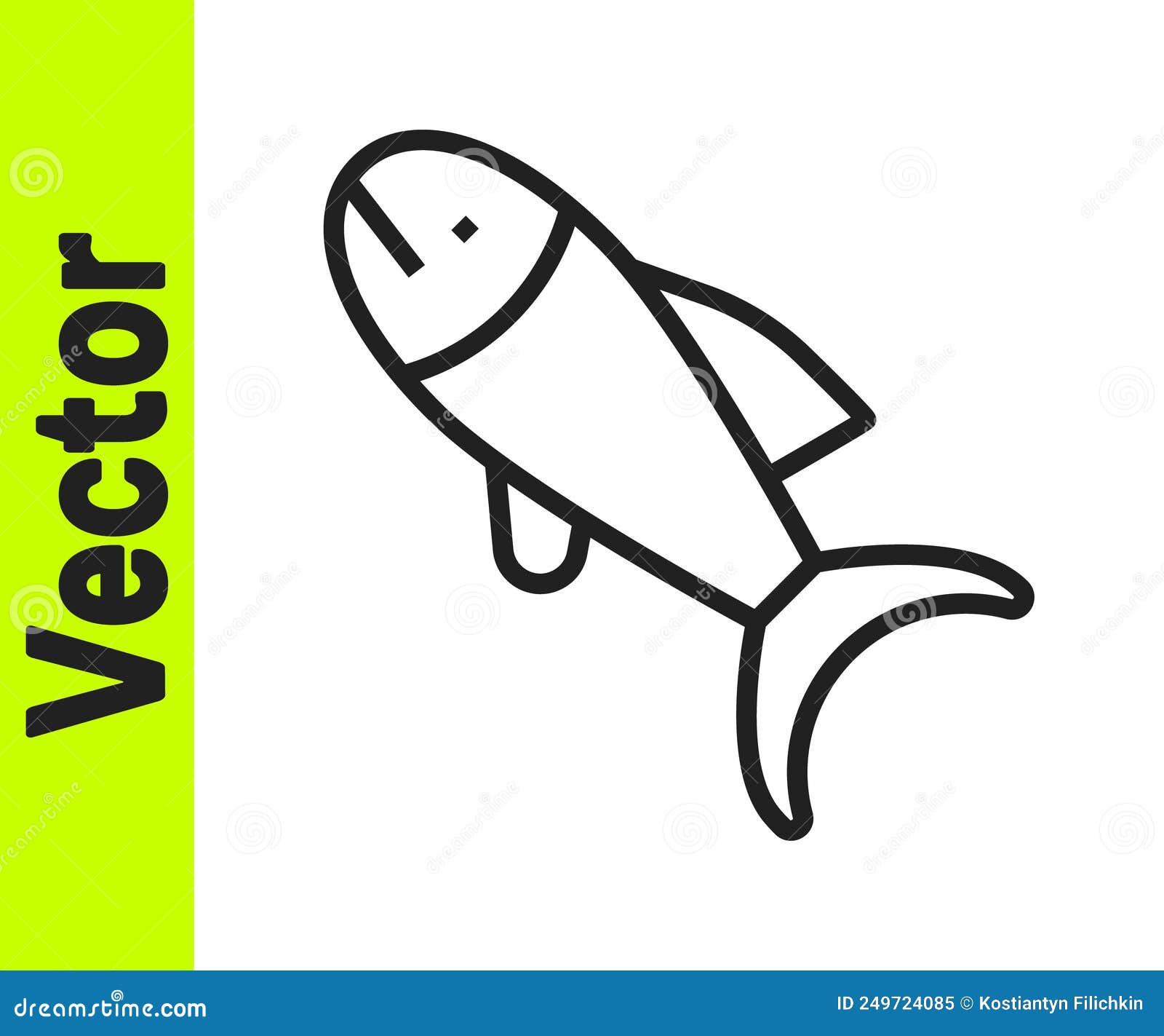 Black Line Fish Icon Isolated on White Background. Vector Stock Vector ...
