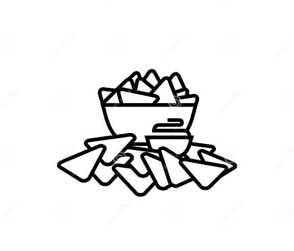 Black Line Flat Nacho Icon Vector Image Stock Vector - Illustration of ...