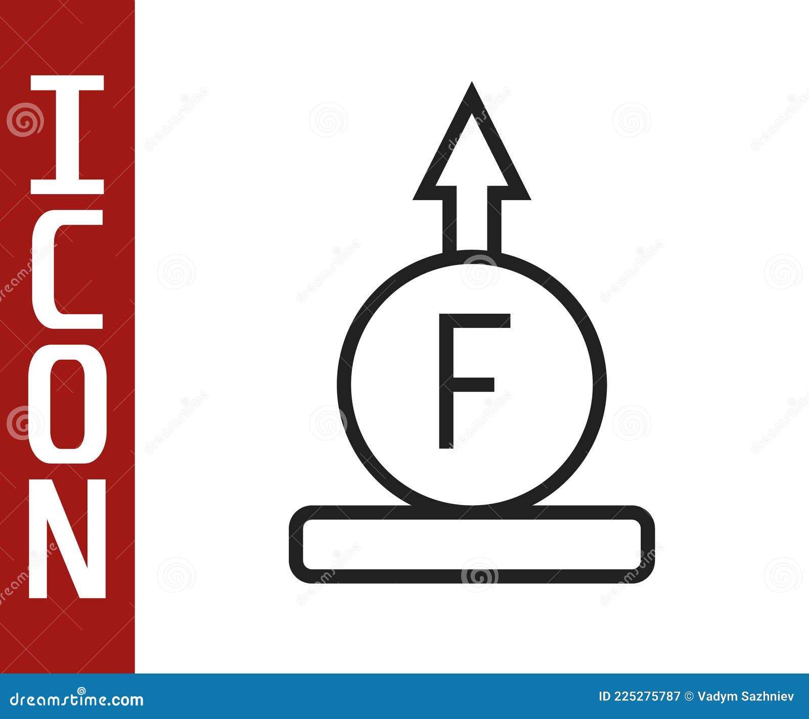 Black Line Force of Physic Formula Calculation Icon Isolated on White ...