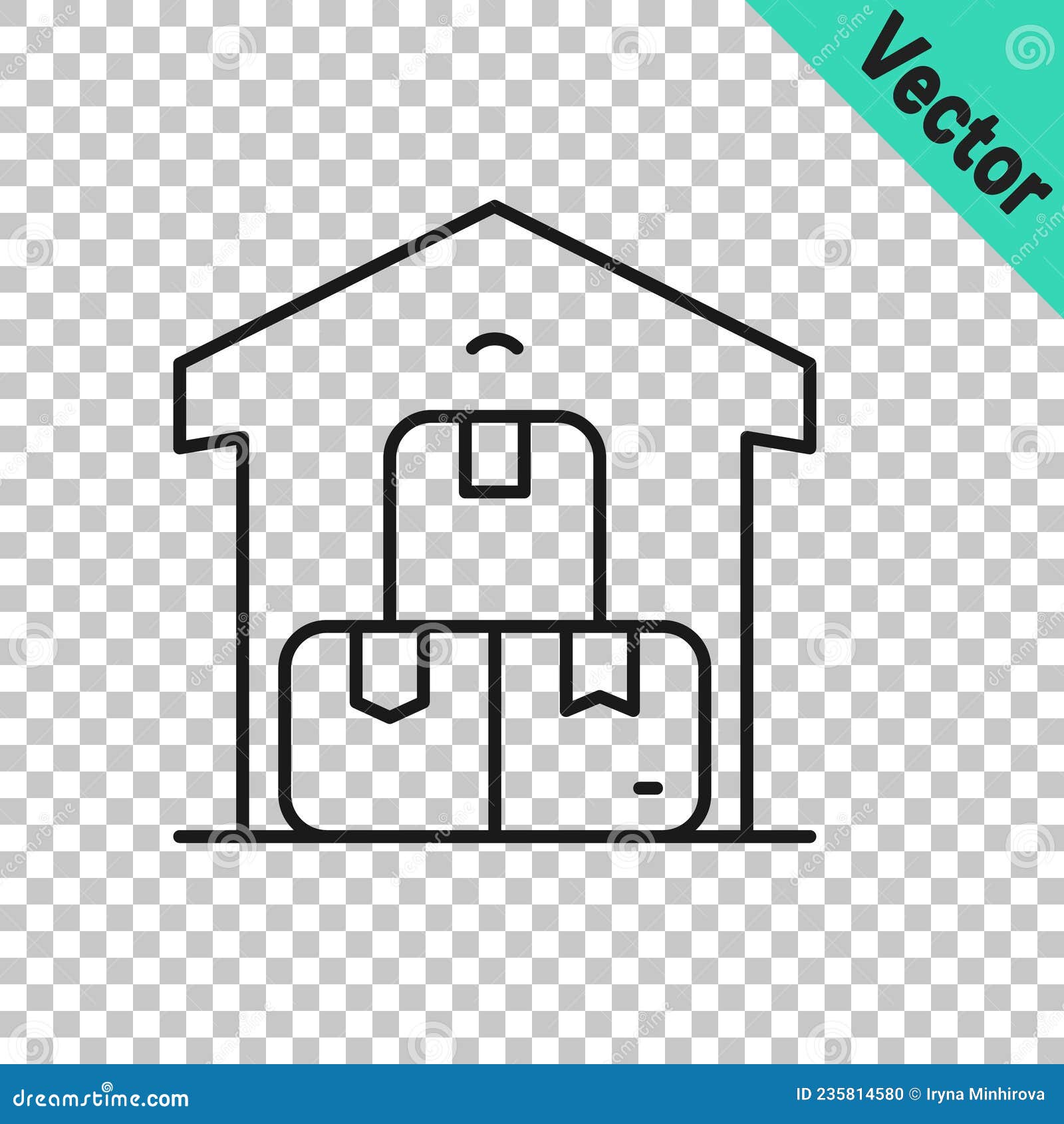 Black Line Full Warehouse Icon Isolated on Transparent Background ...