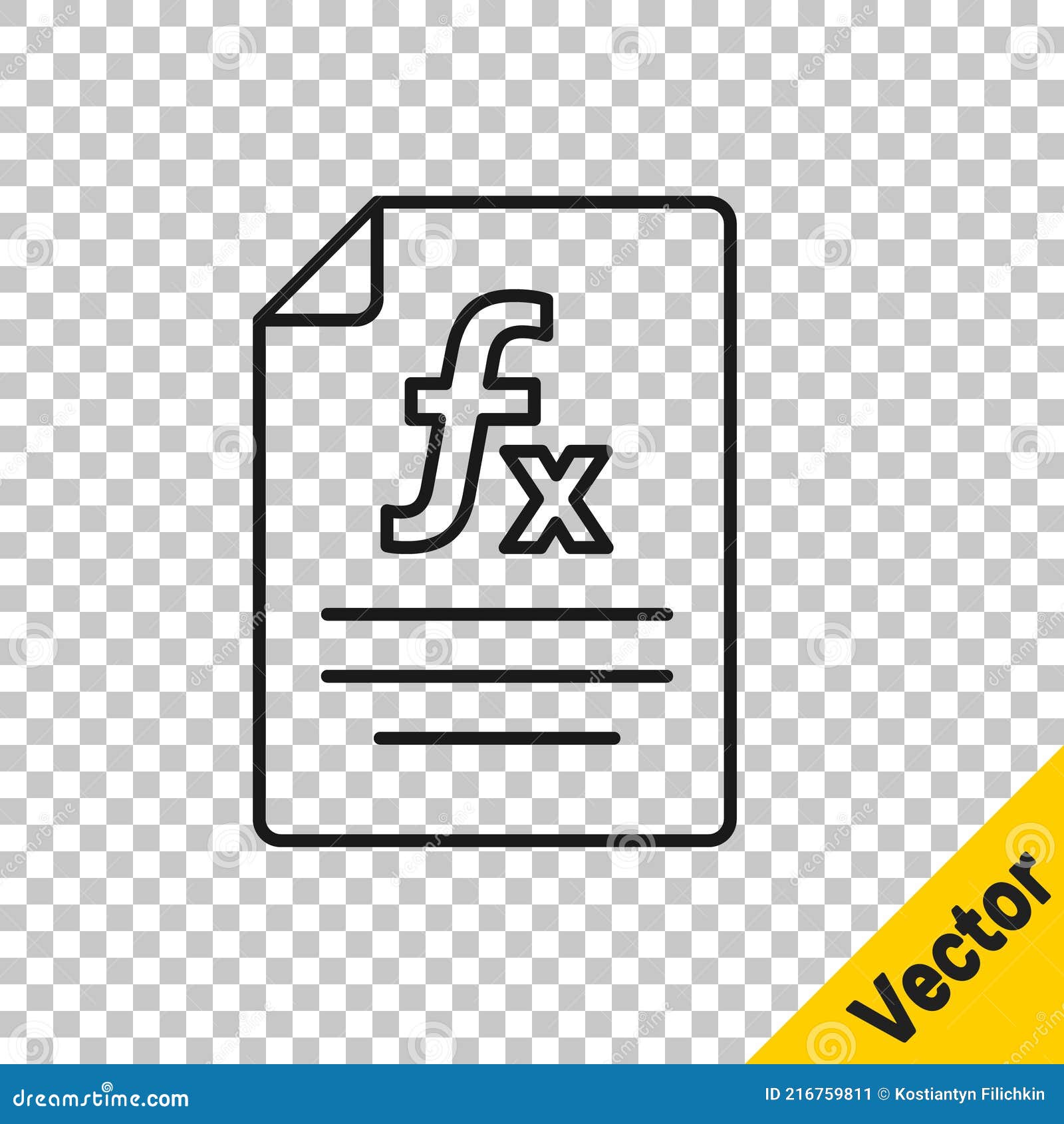 Black Line Function Mathematical Symbol Icon Isolated on Transparent ...