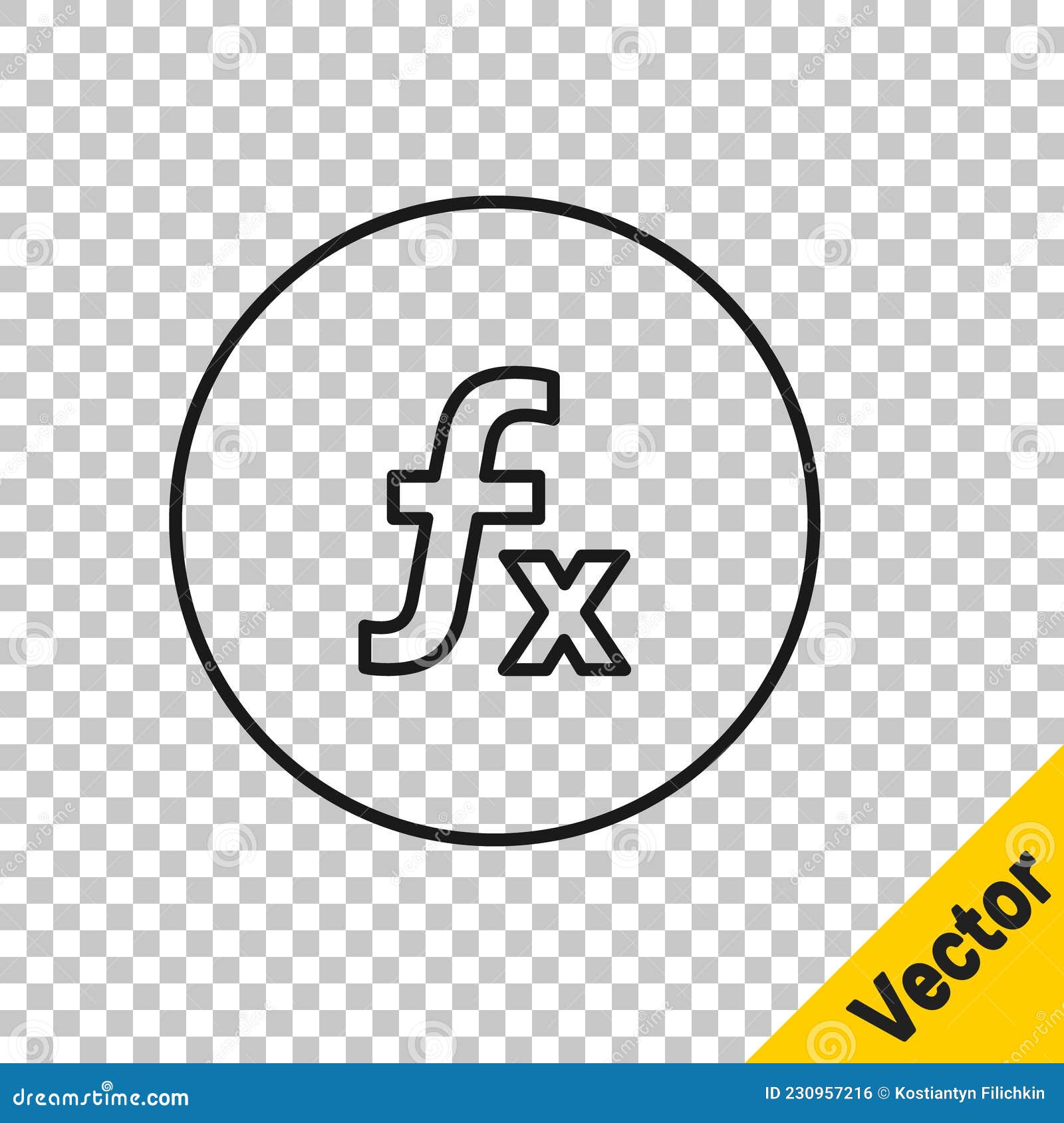 Black Line Function Mathematical Symbol Icon Isolated on Transparent ...