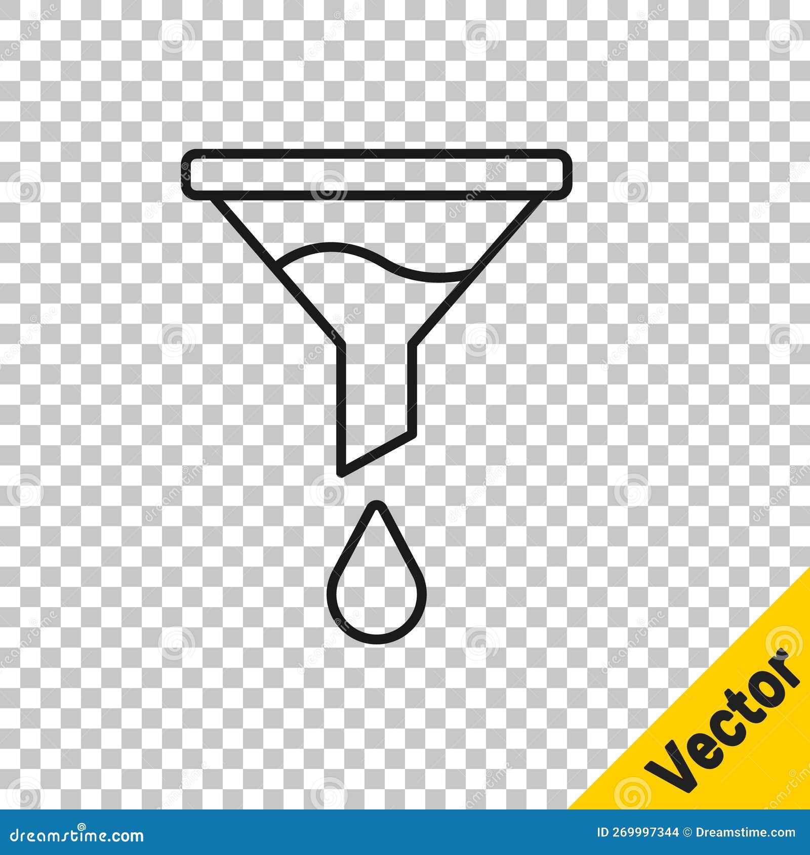 Black Line Funnel Or Filter Icon Isolated On Transparent Background ...