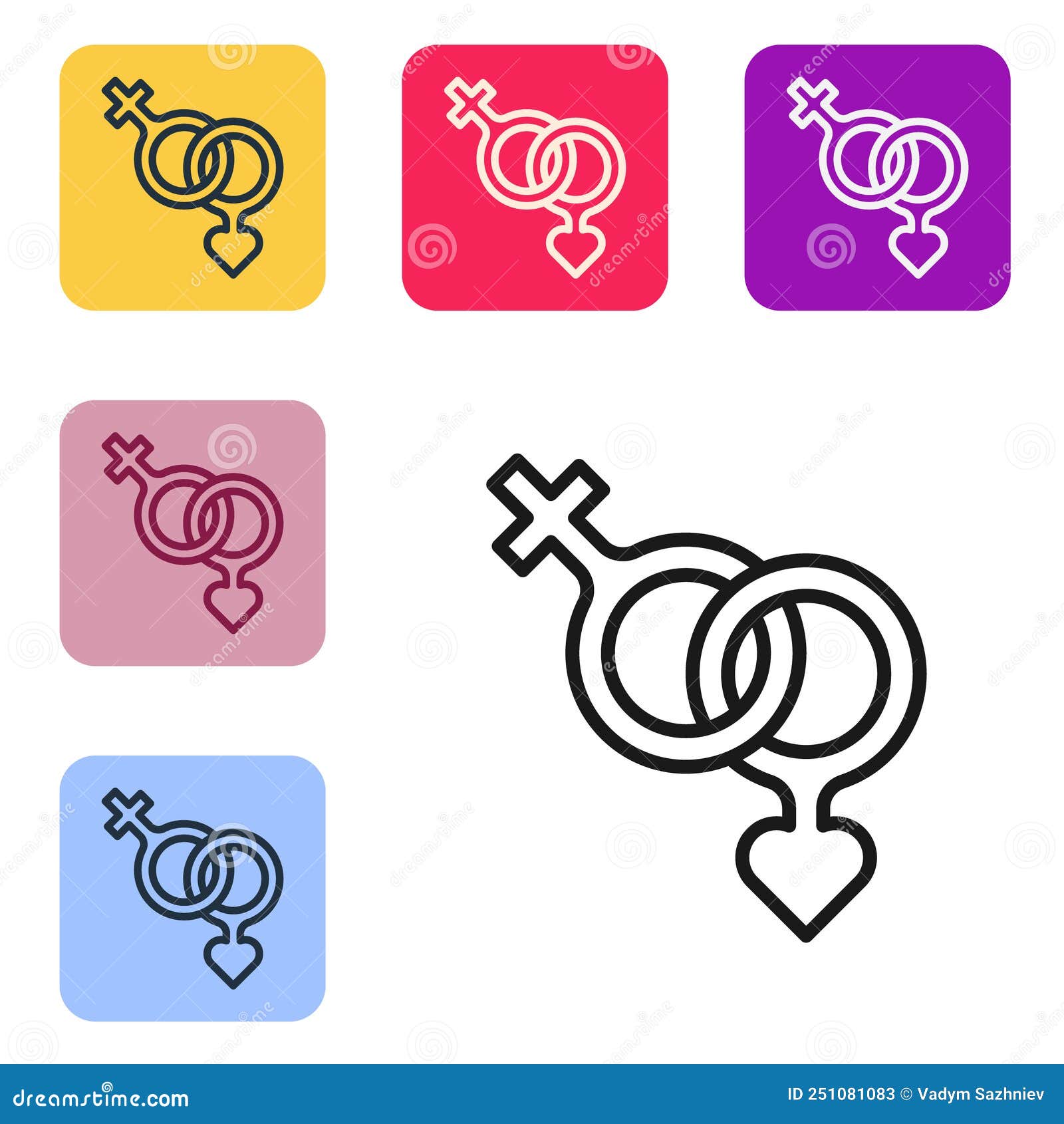 Black Line Gender Icon Isolated On White Background Symbols Of Men And