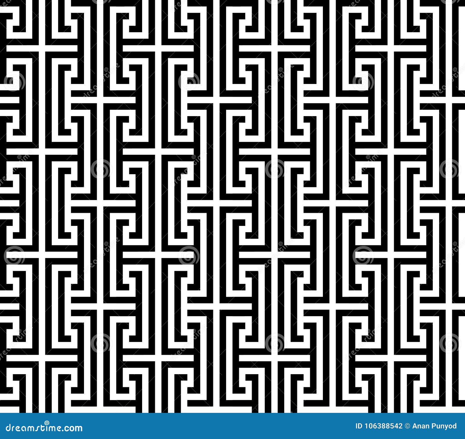 Black Line Geometric Cross Square Abstract Seamless Vector Pattern ...