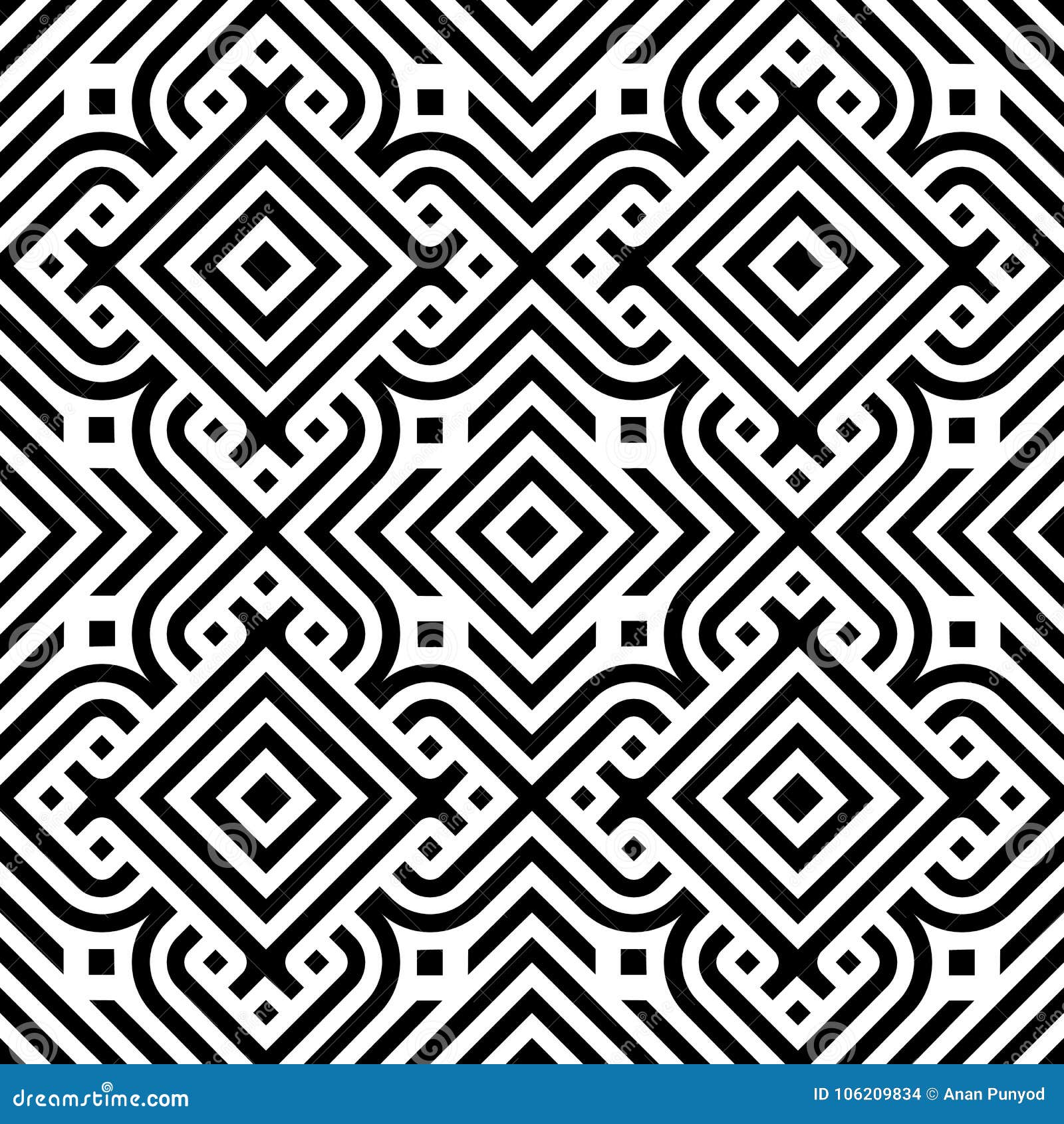 Black Line Geometric Diamond Abstract Seamless Pattern Vector ...