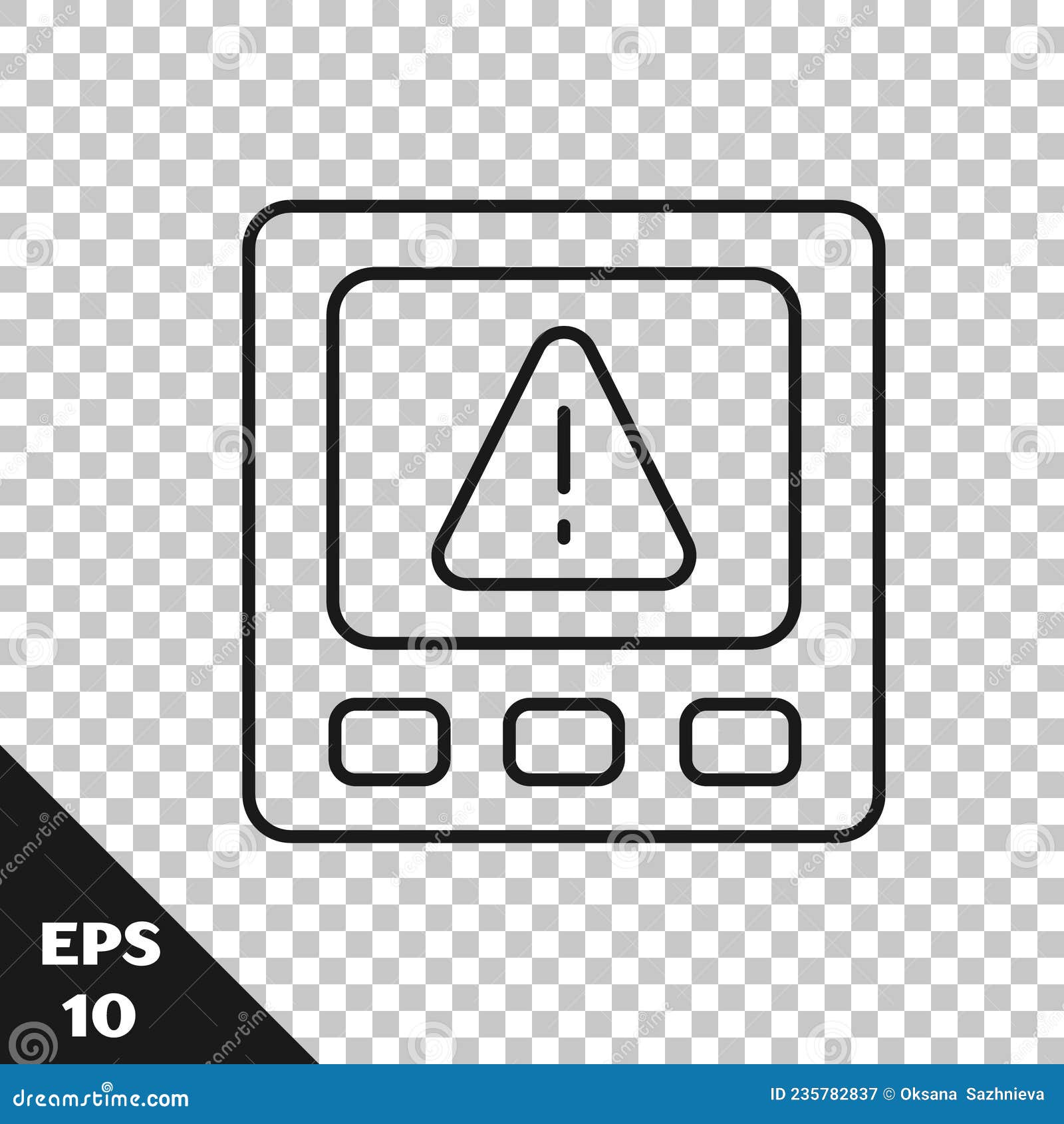 Black Line Gps Device Error Icon Isolated on Transparent Background ...