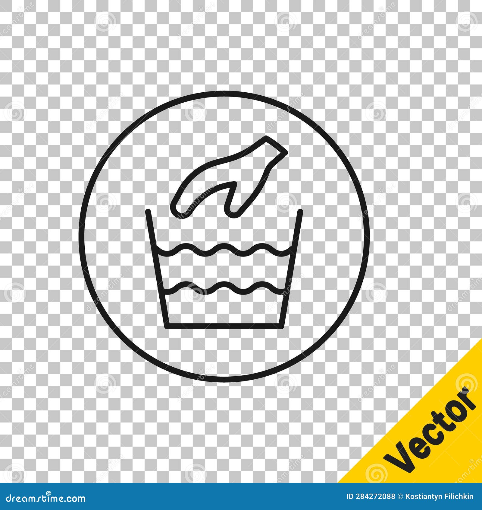 Black Line Hand Wash Laundry Icon Isolated on Transparent Background ...
