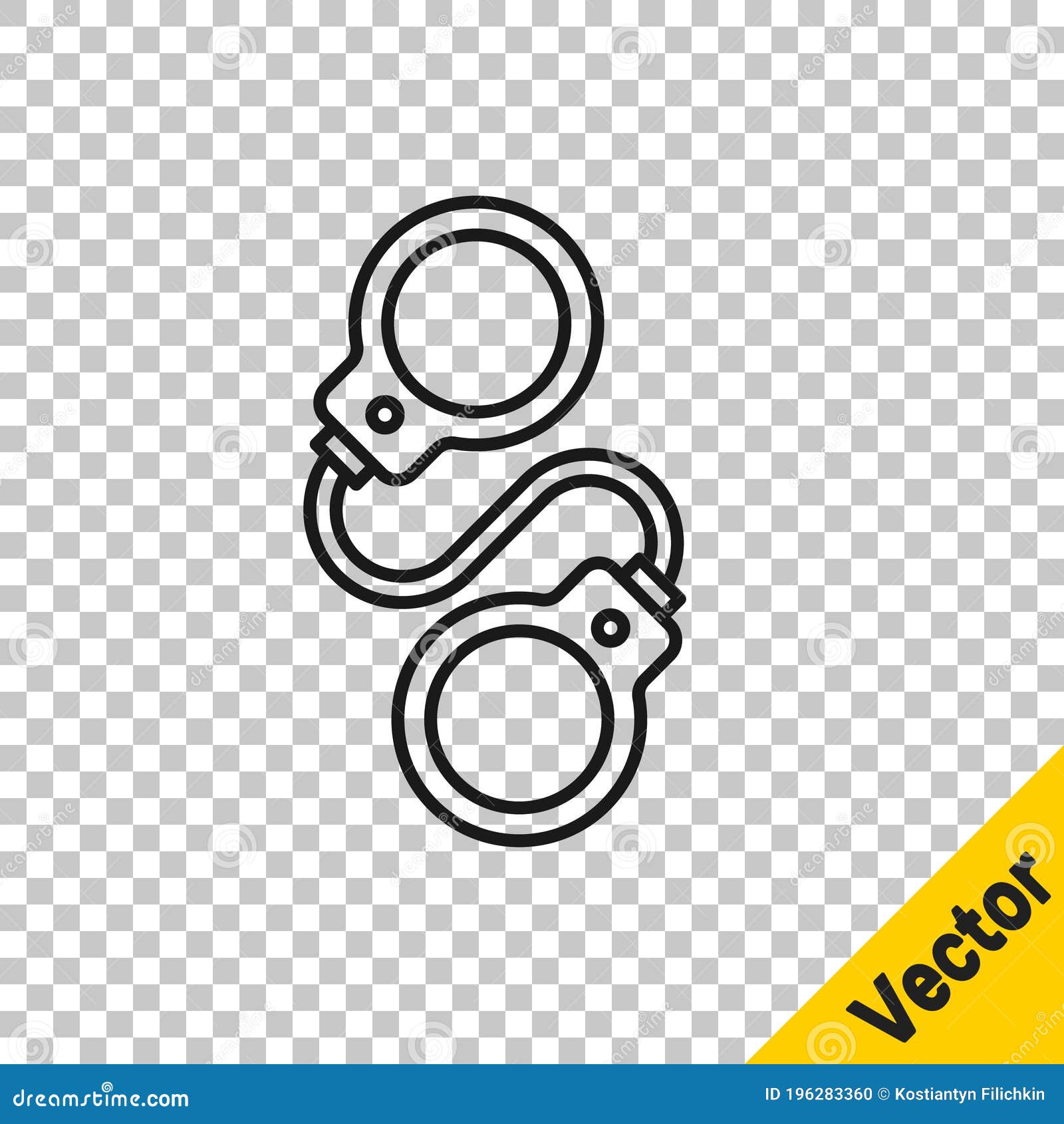 Black Line Handcuffs Icon Isolated On Transparent Background. Vector ...