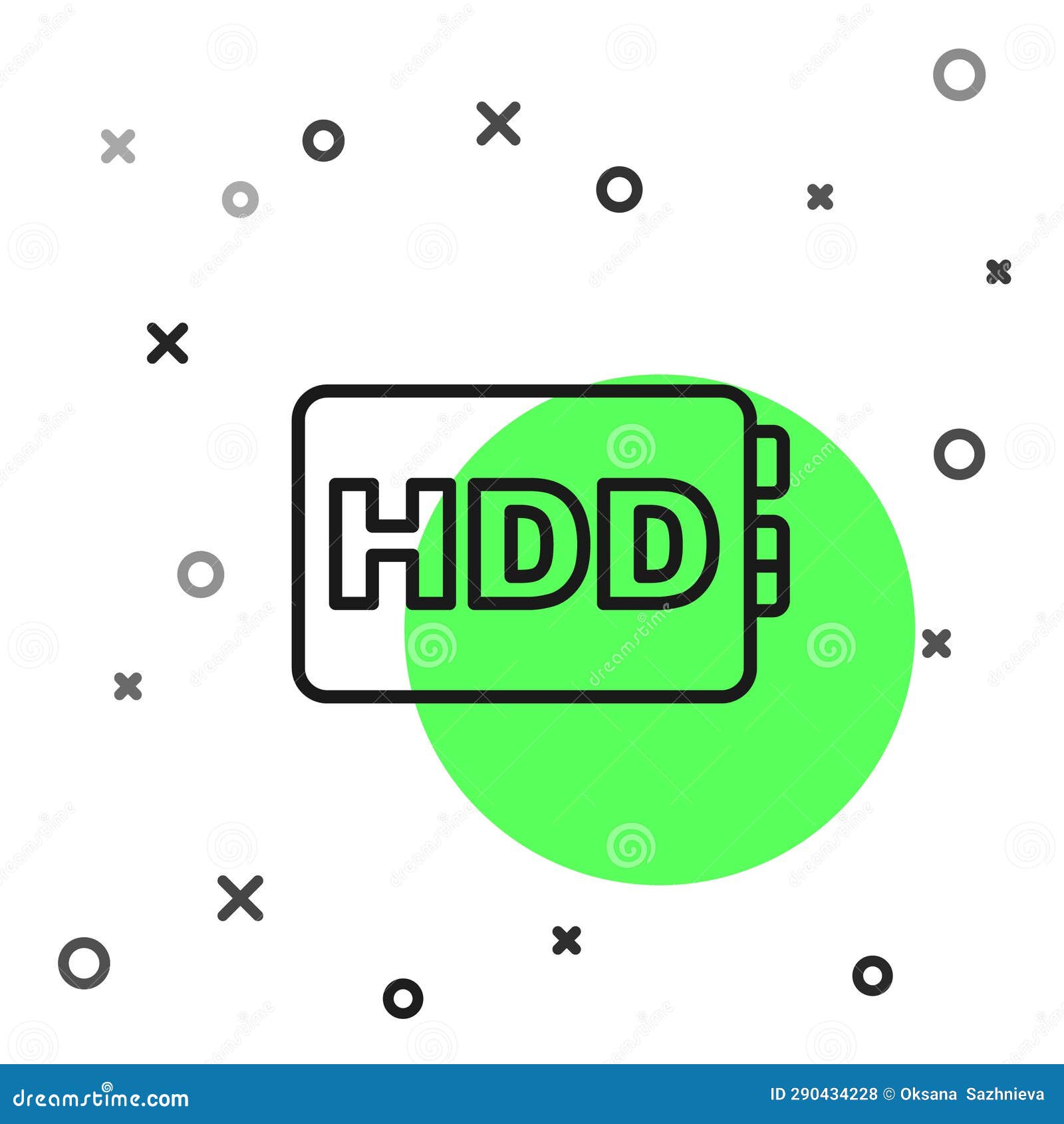 Black Line Hard Disk Drive HDD Icon Isolated on White Background ...