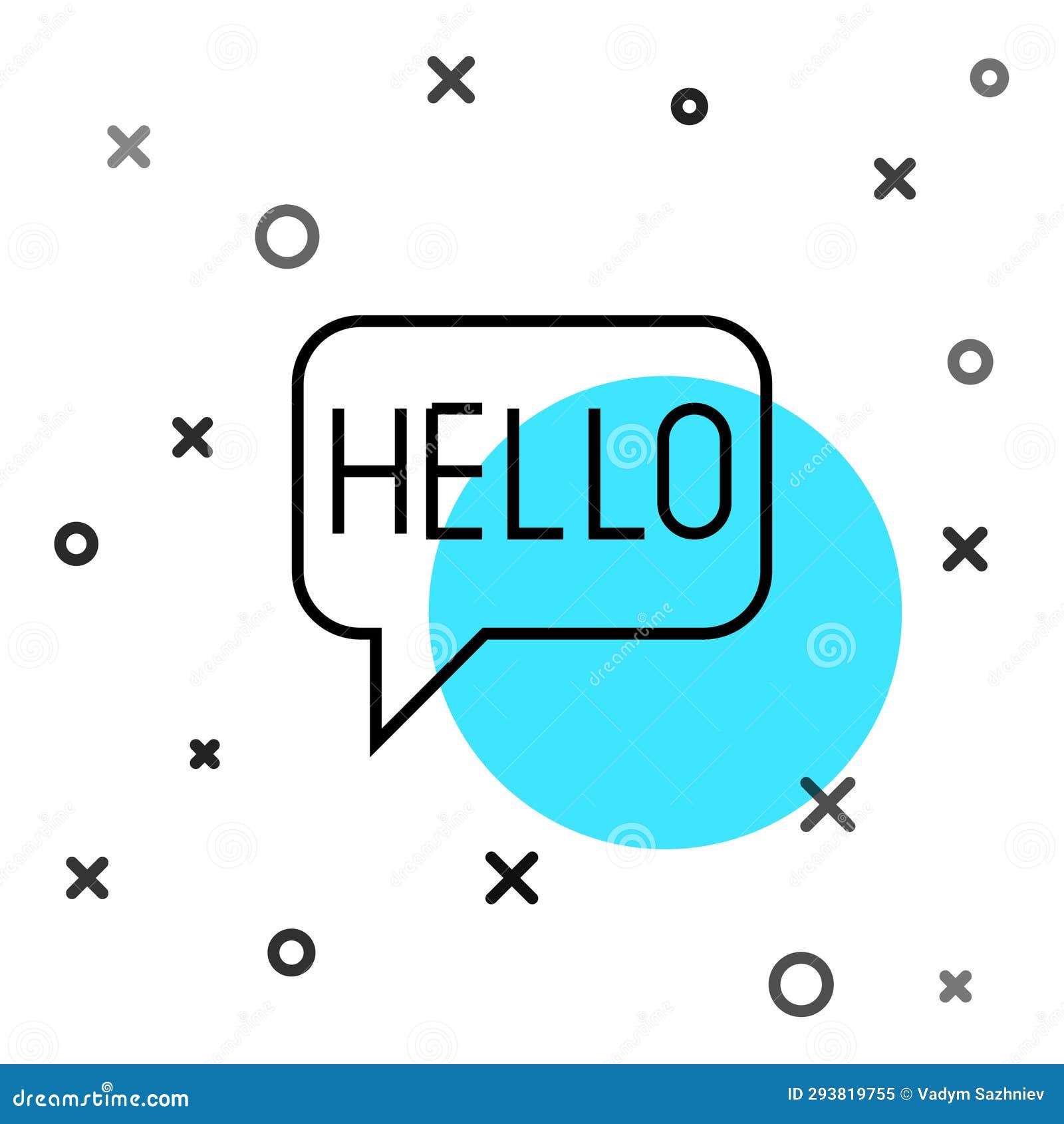 Black Line Hello in Different Languages Icon Isolated on White ...