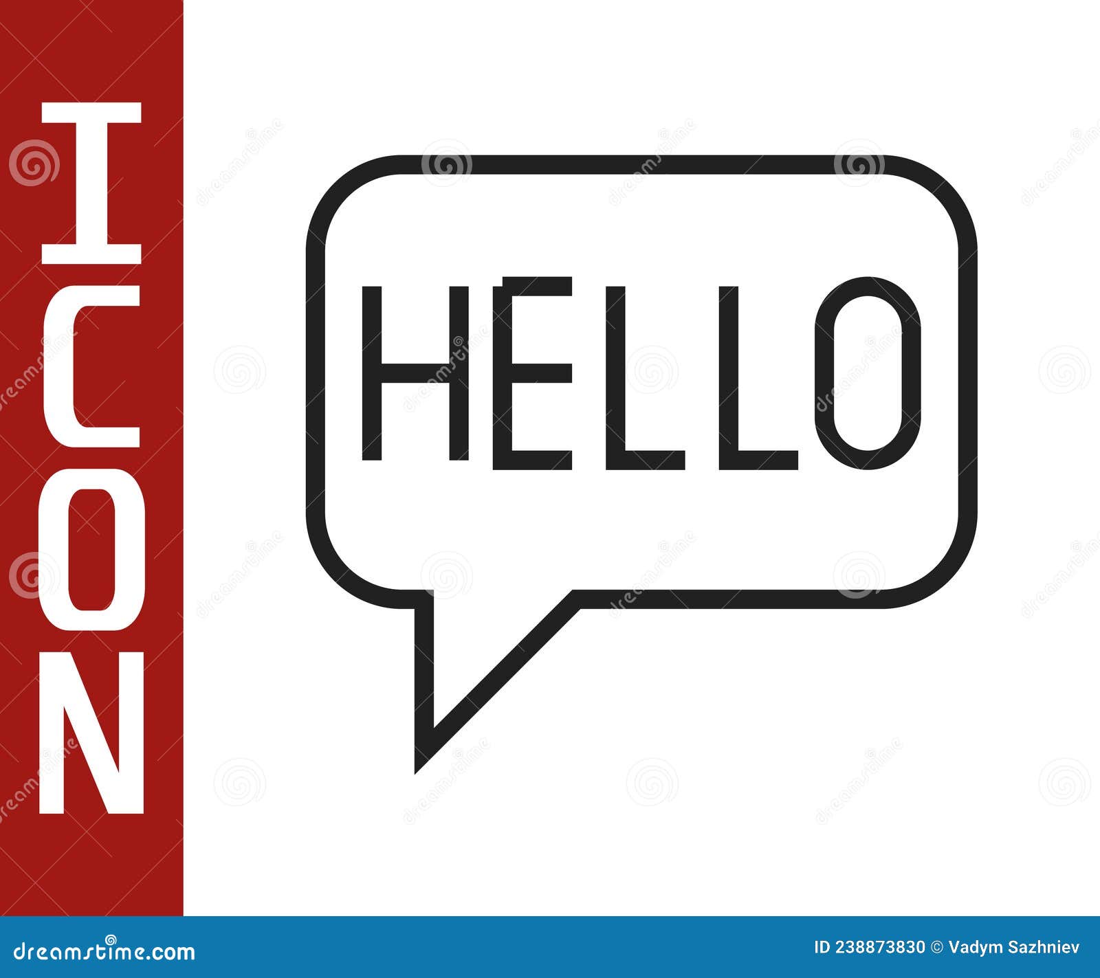 Black Line Hello In Different Languages Icon Isolated On White ...