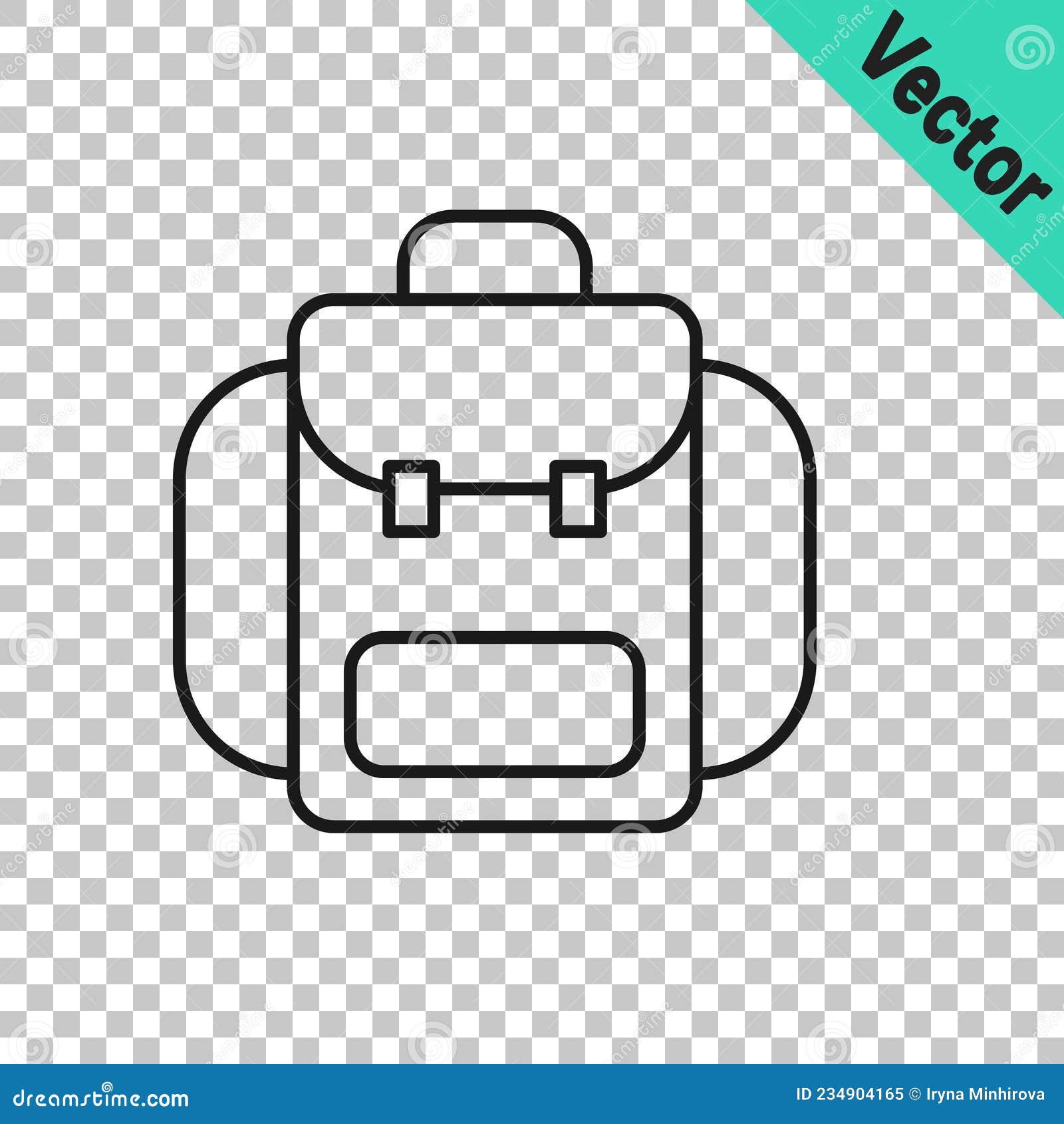 Black Line Hiking Backpack Icon Isolated on Transparent Background ...