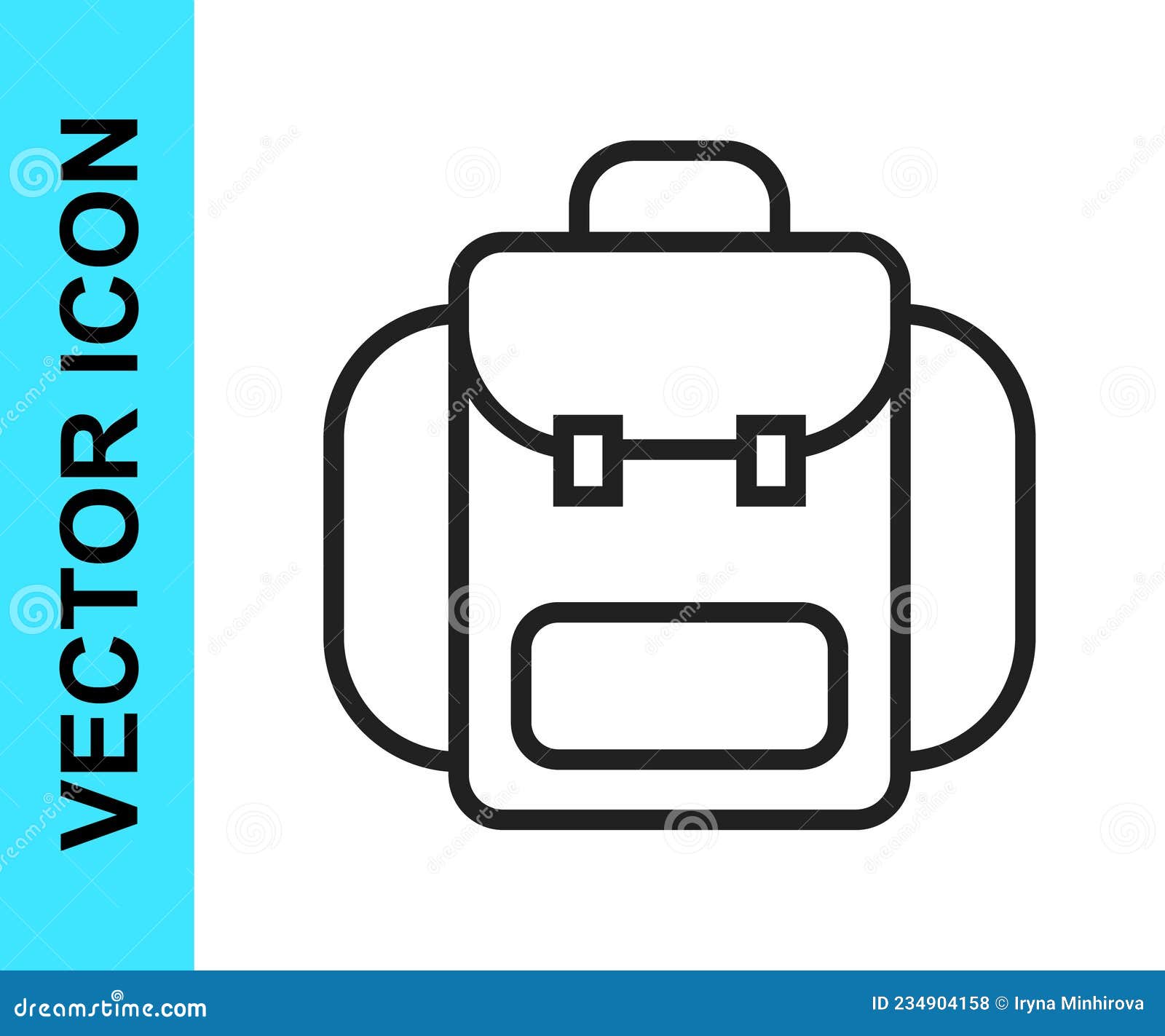 Black Line Hiking Backpack Icon Isolated on White Background. Camping ...