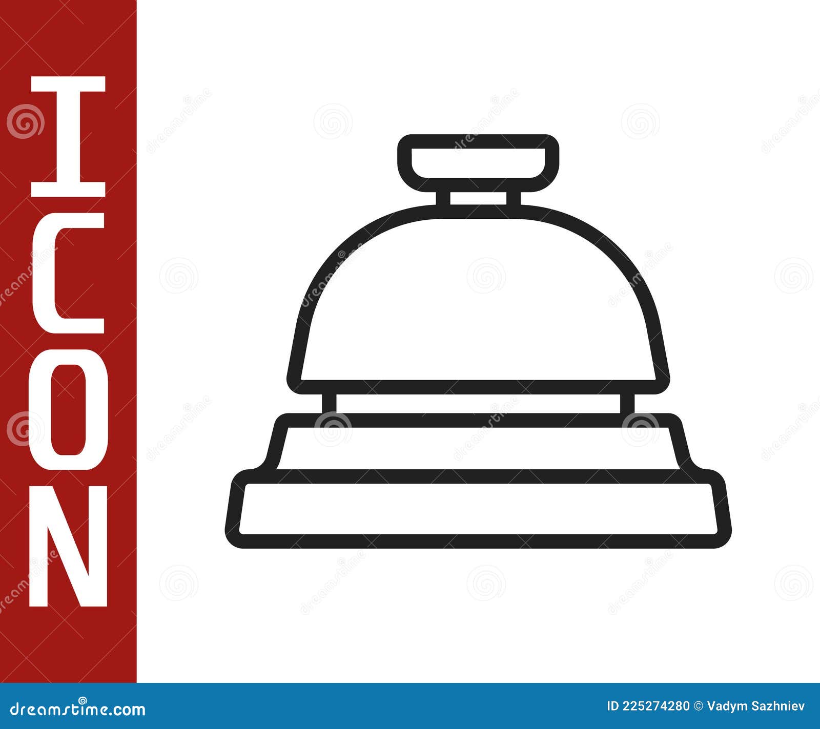 Black Line Hotel Service Bell Icon Isolated on White Background ...