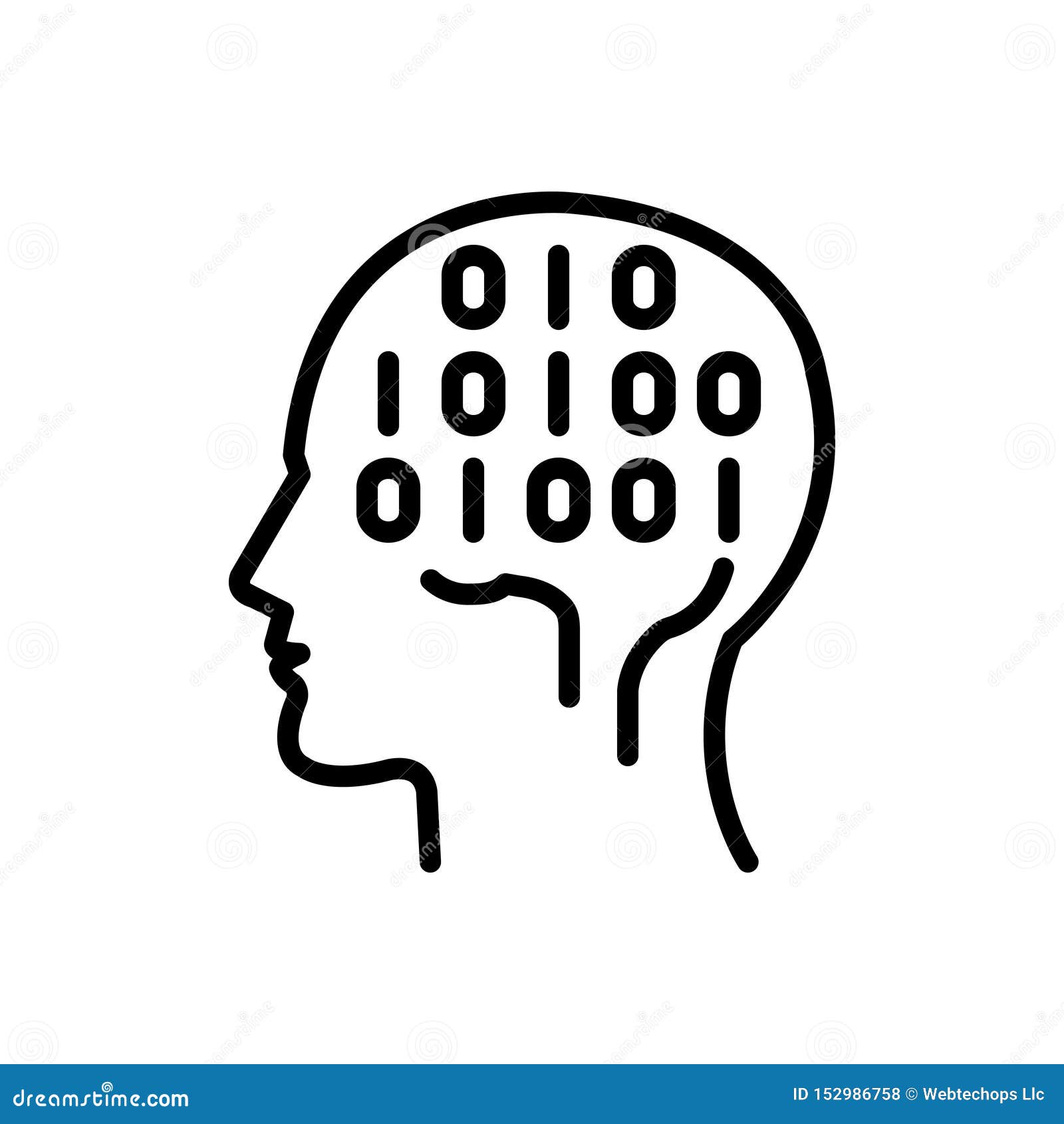 Black Line Icon for Binary Mind, Hardware and Chip Stock Vector ...