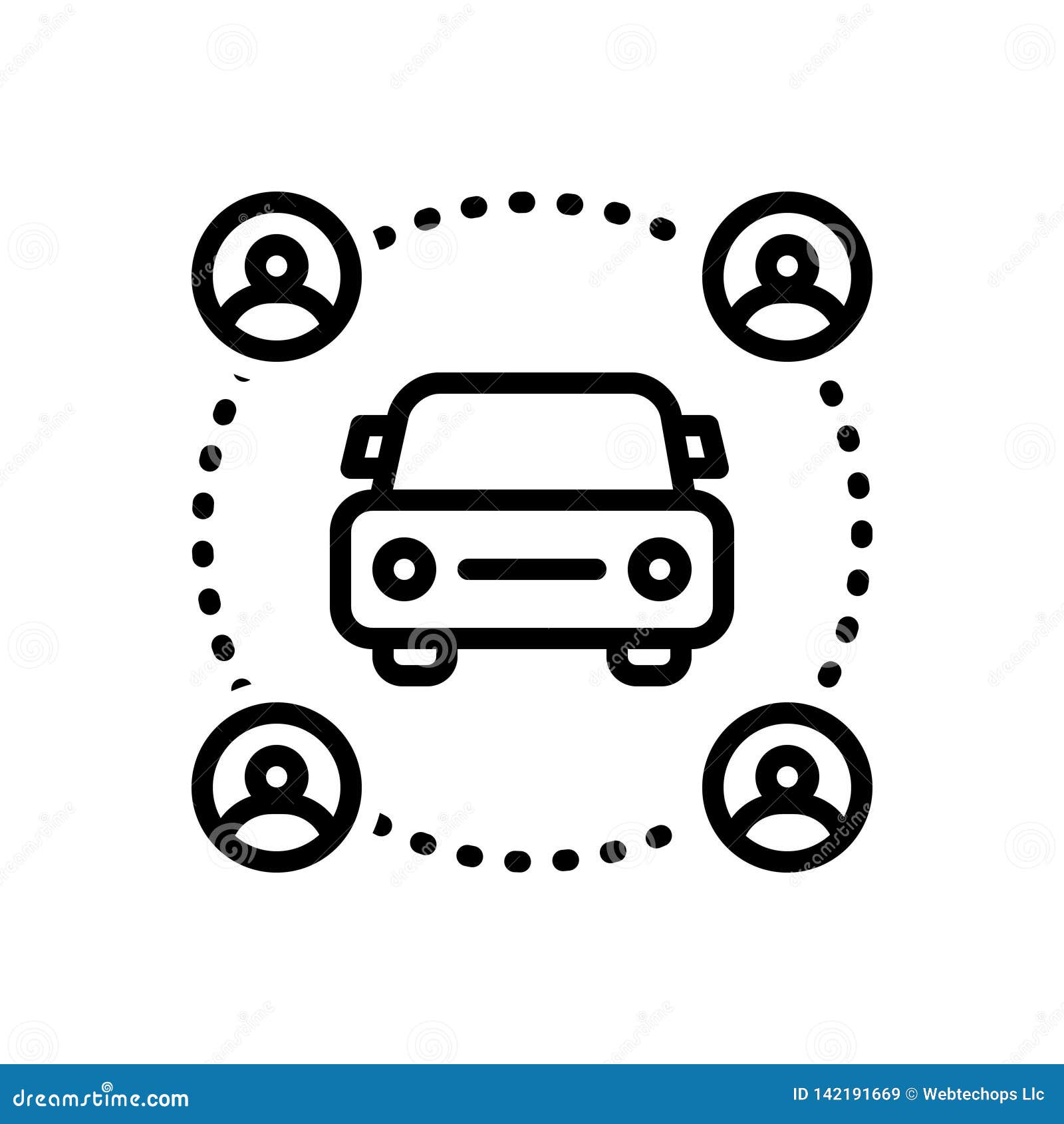 Black Line Icon for Carsharing, Ride and Vehicle Stock Vector ...