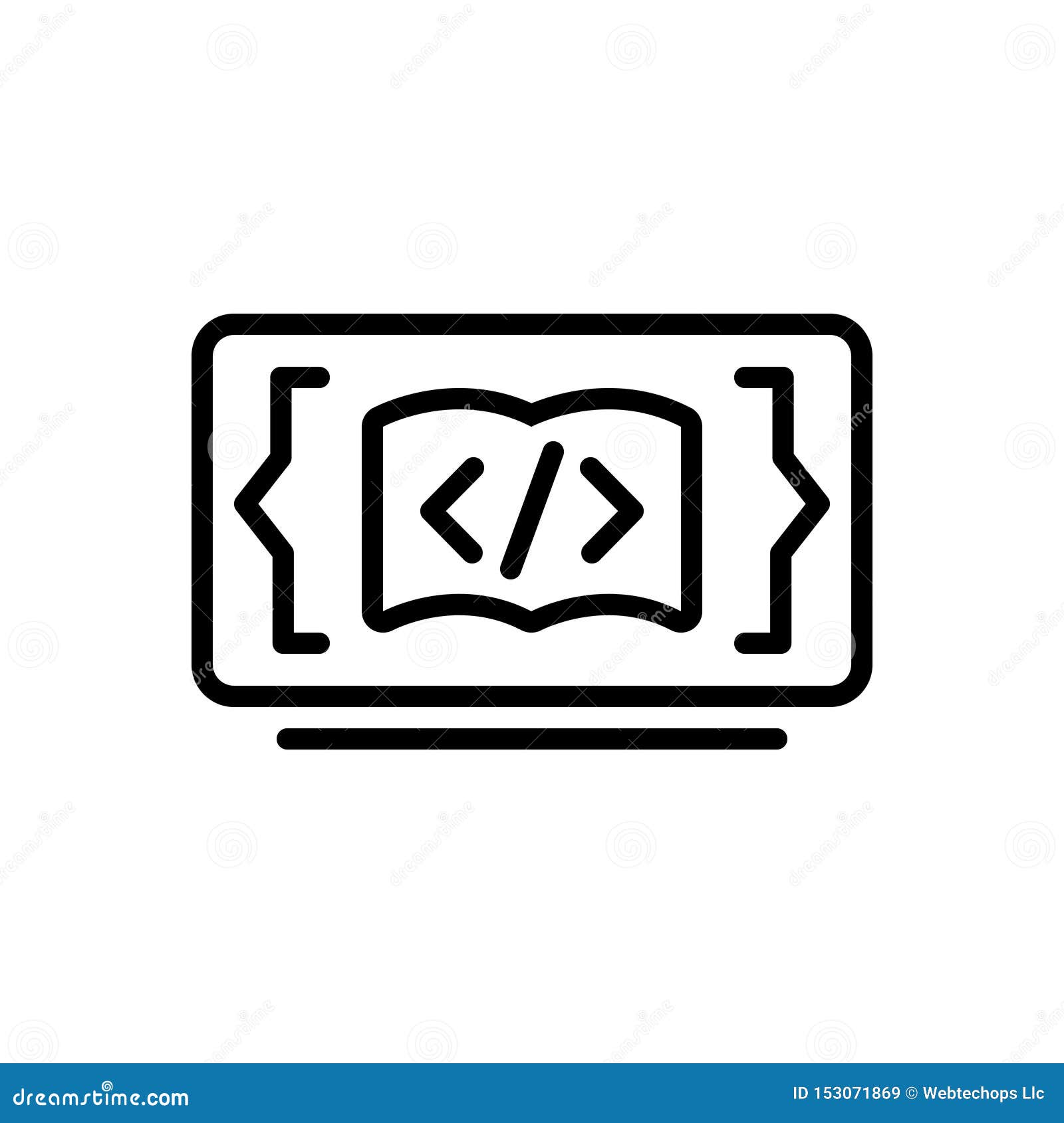 Black Line Icon for Code Learning, Programming and Application Stock ...