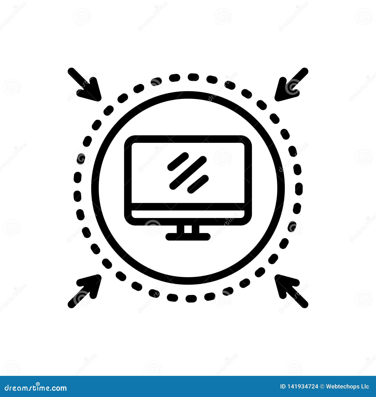 Black Line Icon for Computer, Protected and Security Stock Vector ...
