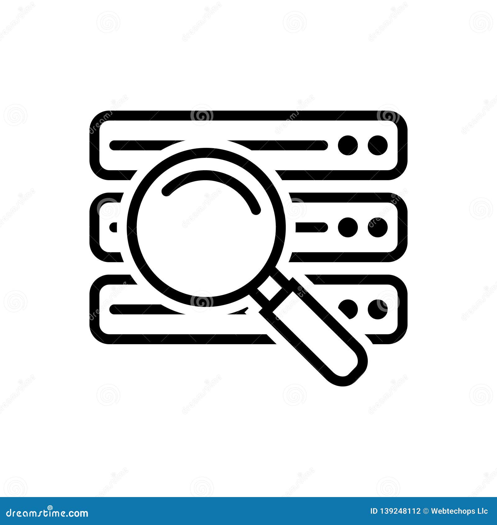 Black Line Icon for Data Find, Database and Search Stock Vector ...