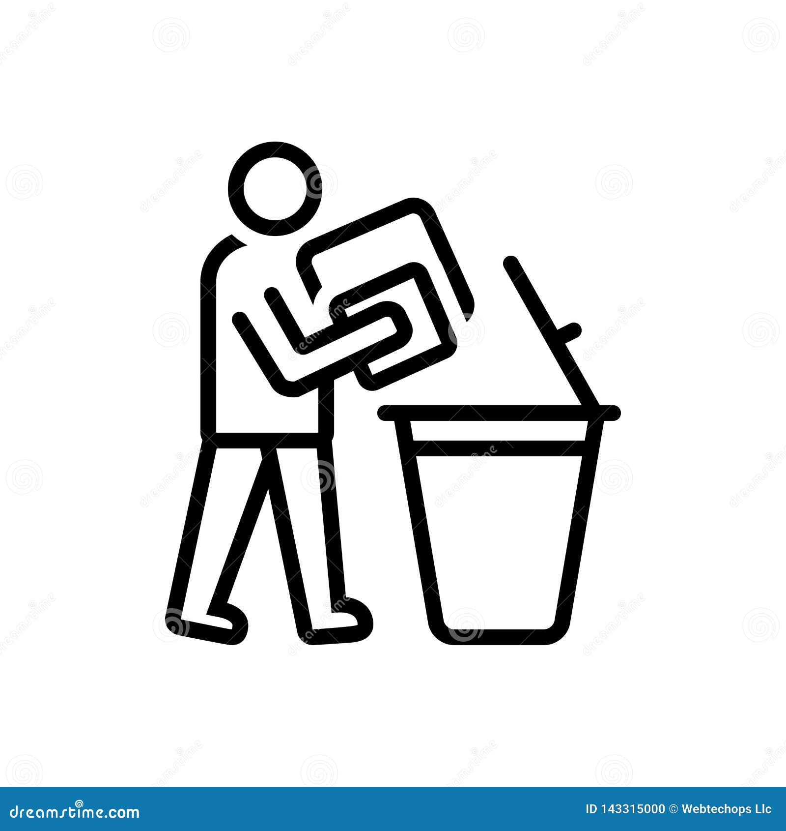 Black Line Icon for Declutter, Dustbin and People Stock Illustration ...