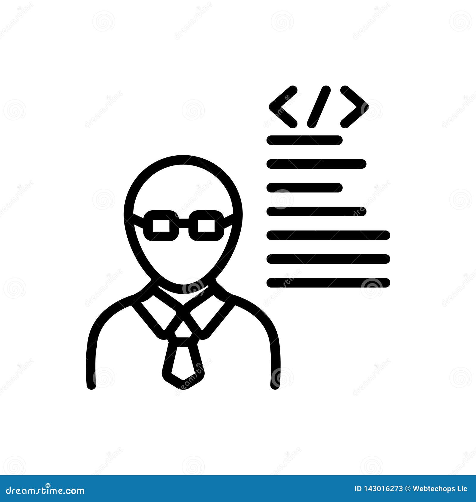 Black Line Icon for Developer, Programmer and Adult Stock Illustration ...