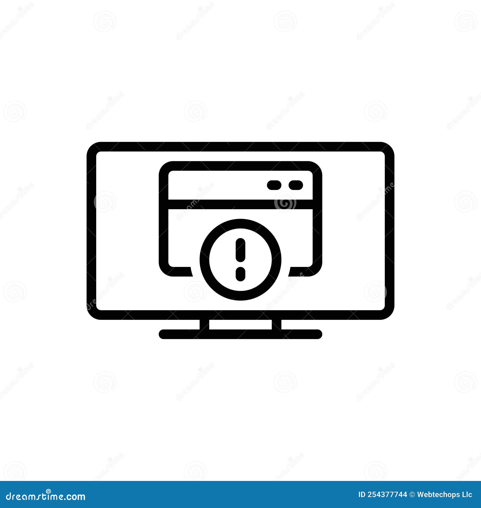 Black Line Icon for Error, Exclamation and Hazard Stock Illustration ...