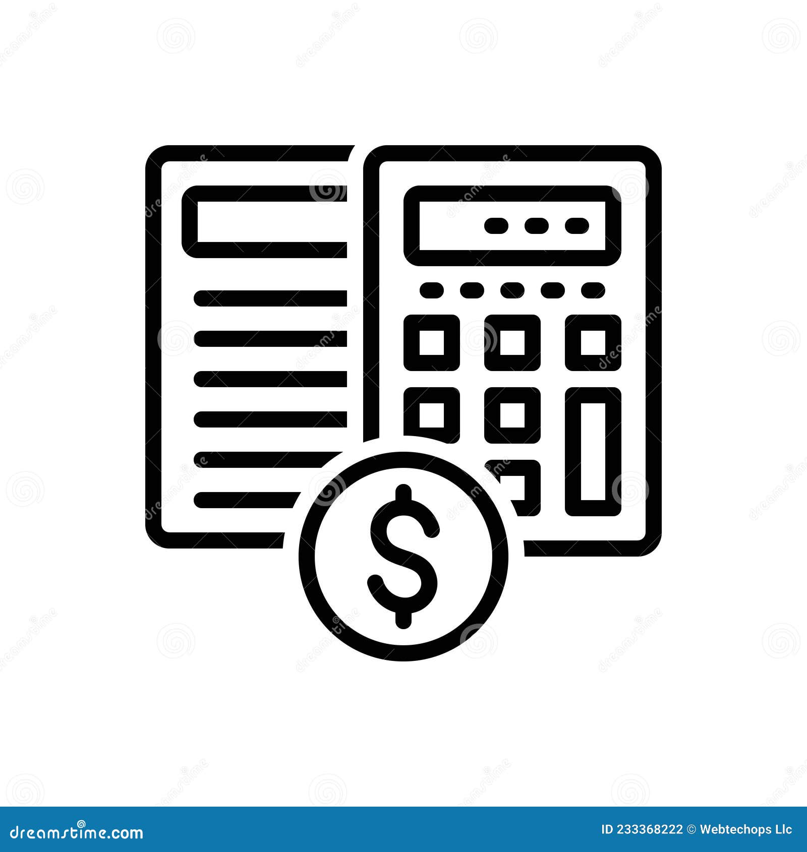 Black Line Icon for Estimates, Calculation and Dollar Stock Vector ...