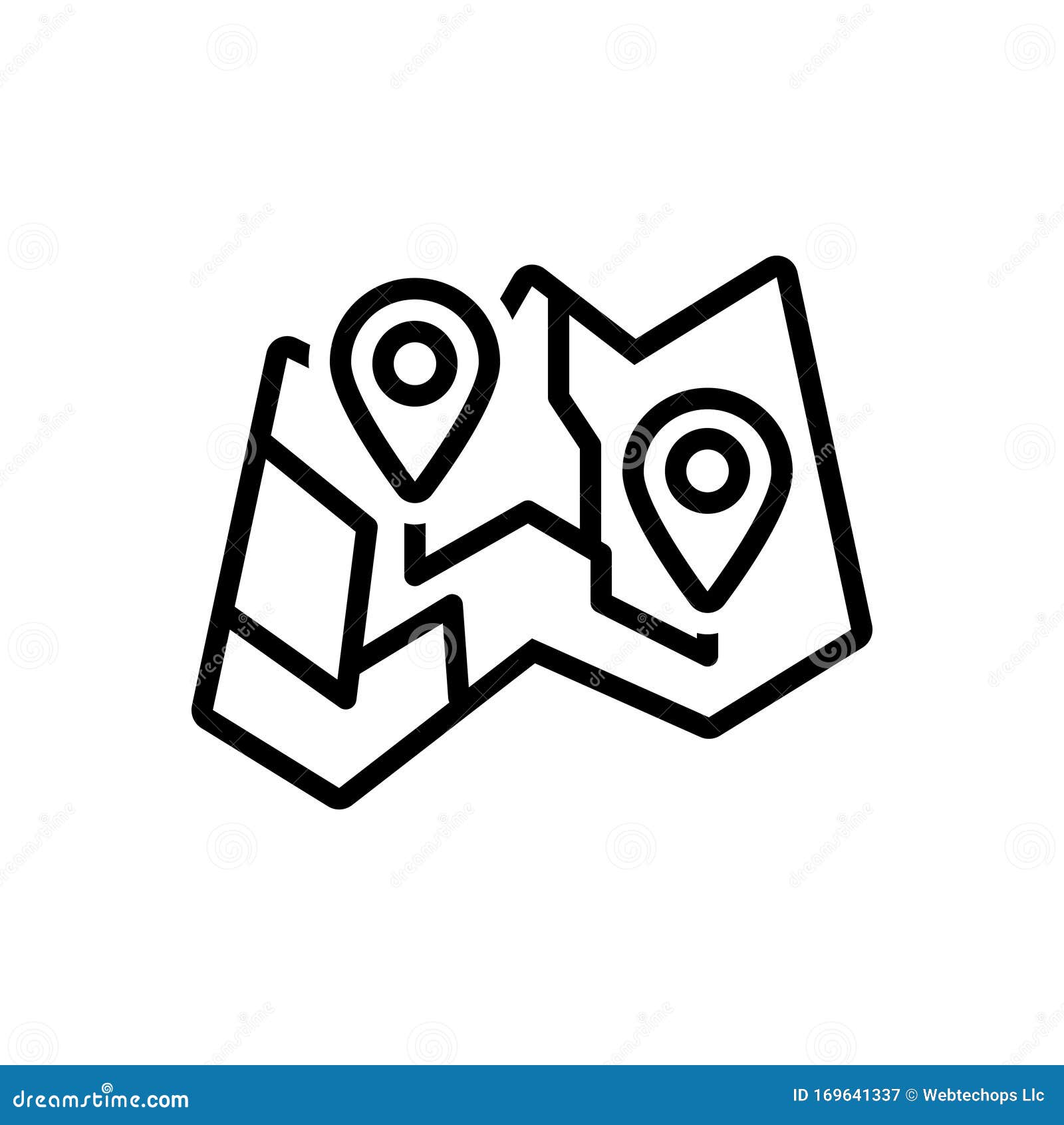 Black Line Icon for Map, Delineation and Route Stock Vector ...