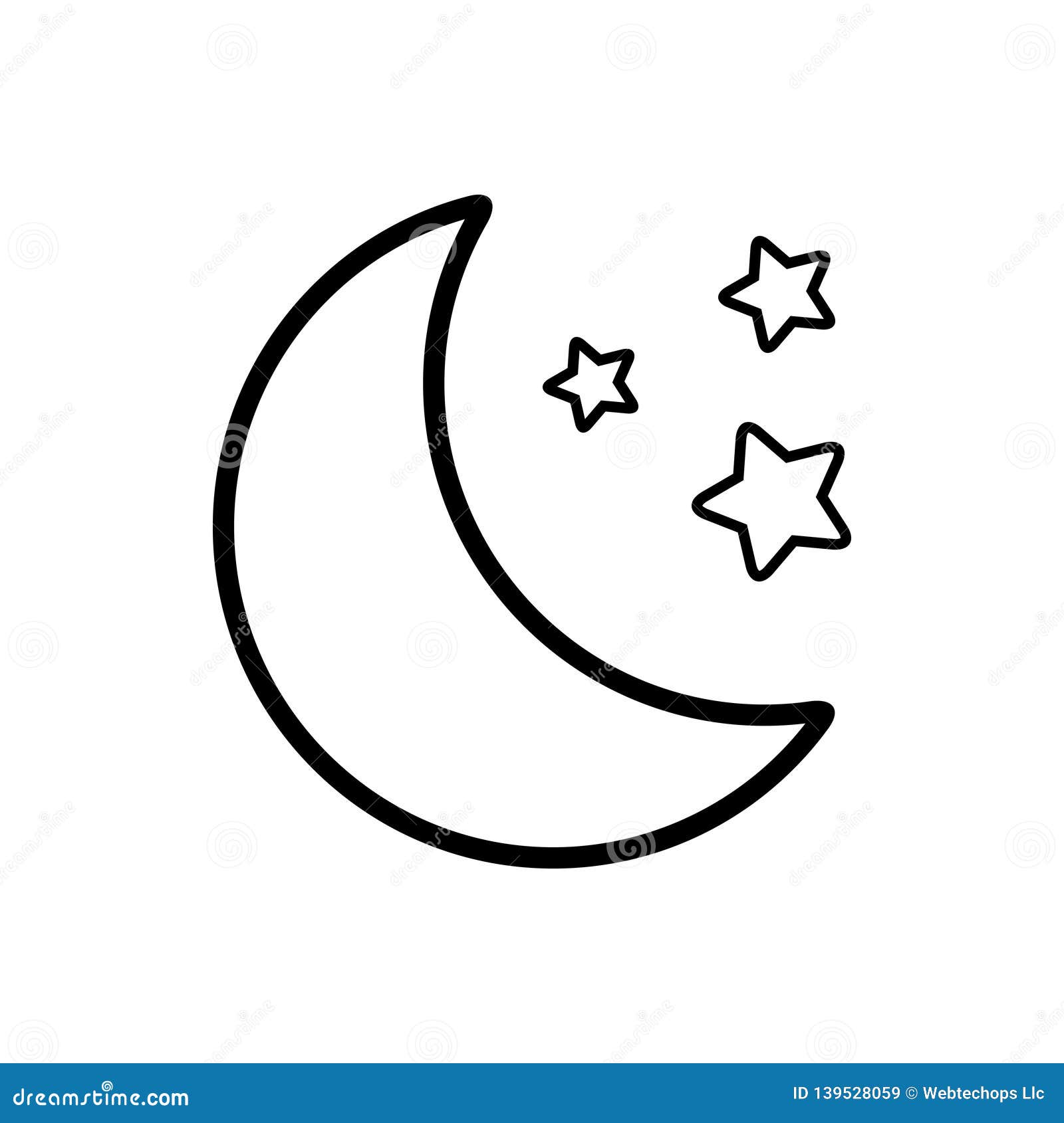 Black Line Icon for Moon, Heaven and Moonlight Stock Vector ...