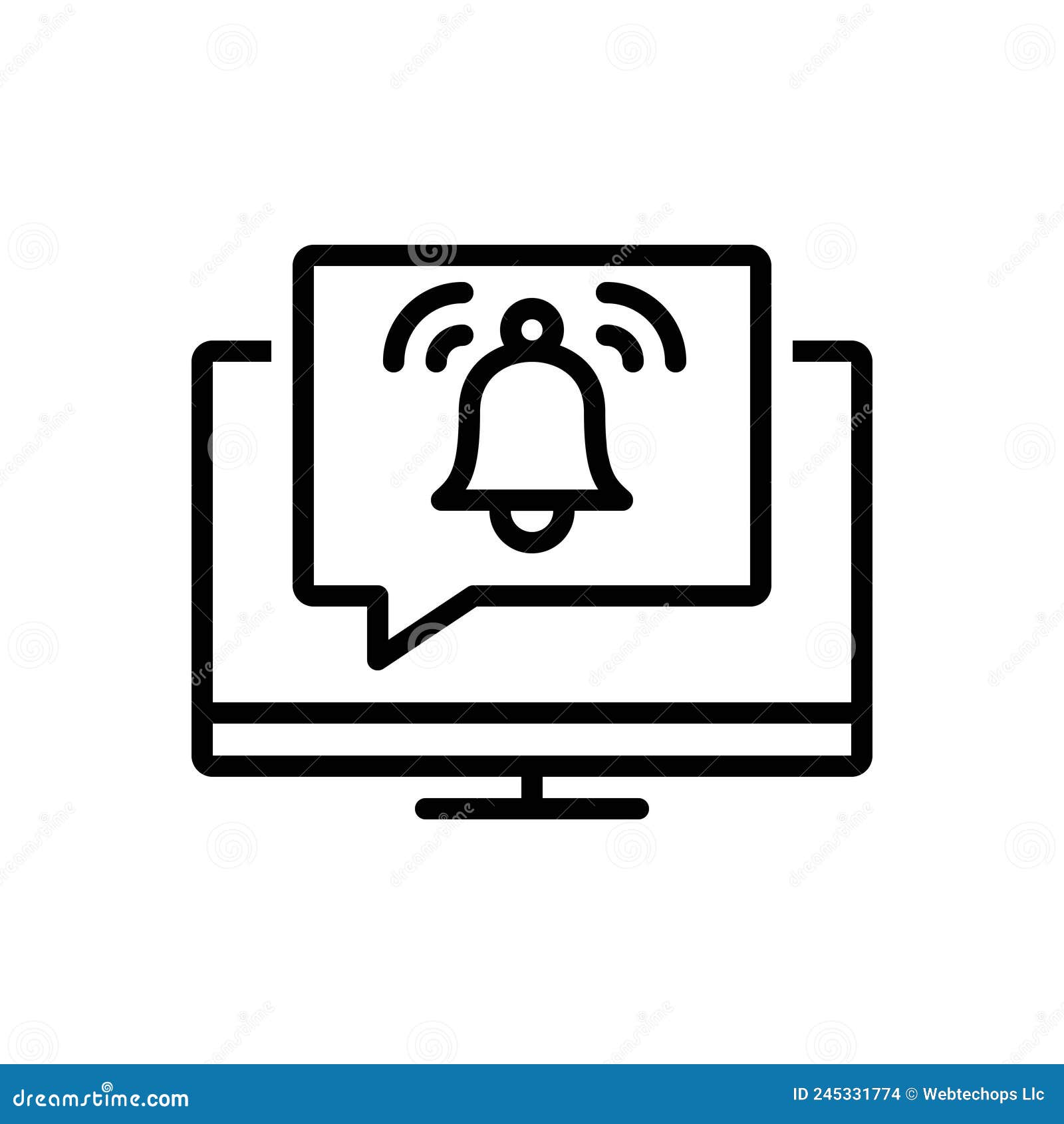 Black Line Icon for Noticed, Notification and Bell Stock Vector ...