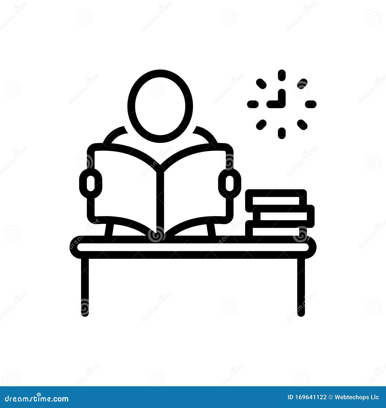 Black Line Icon for Reading, Study Table and Classwork Stock Vector ...