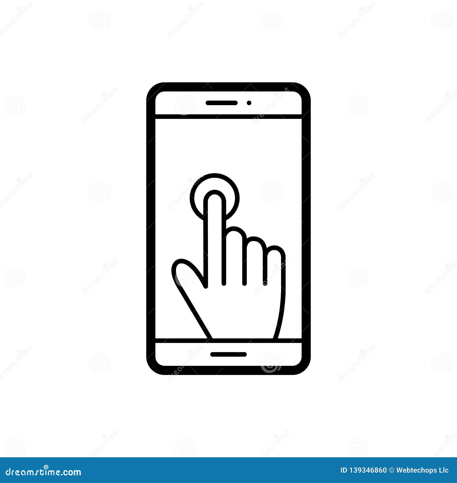 Black Line Icon for Touch Screen, Screen and Mobile Stock Vector ...