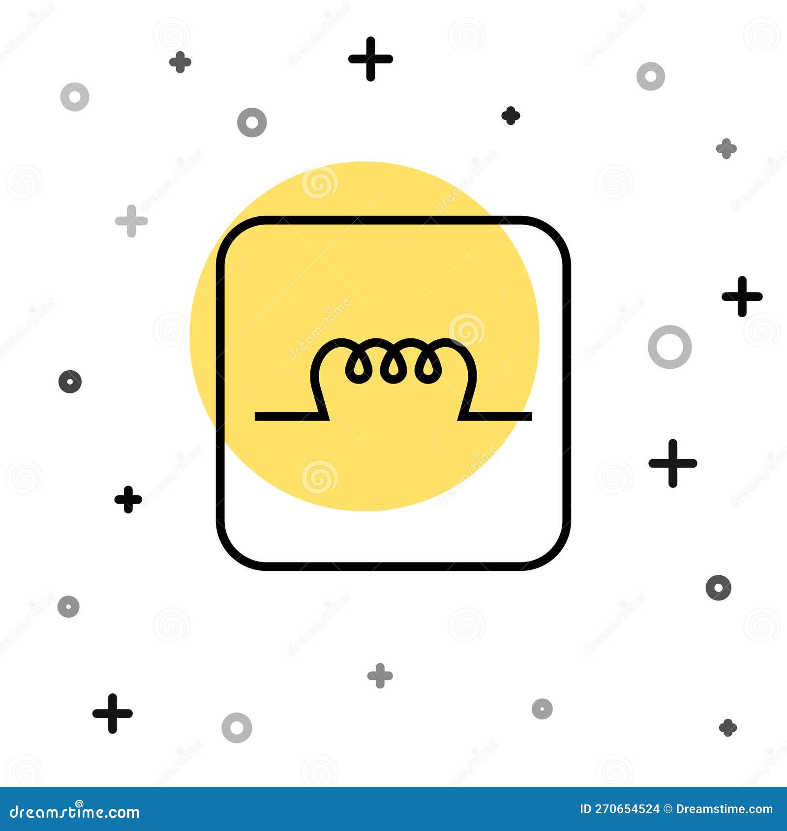 Black Line Inductor in Electronic Circuit Icon Isolated on White ...