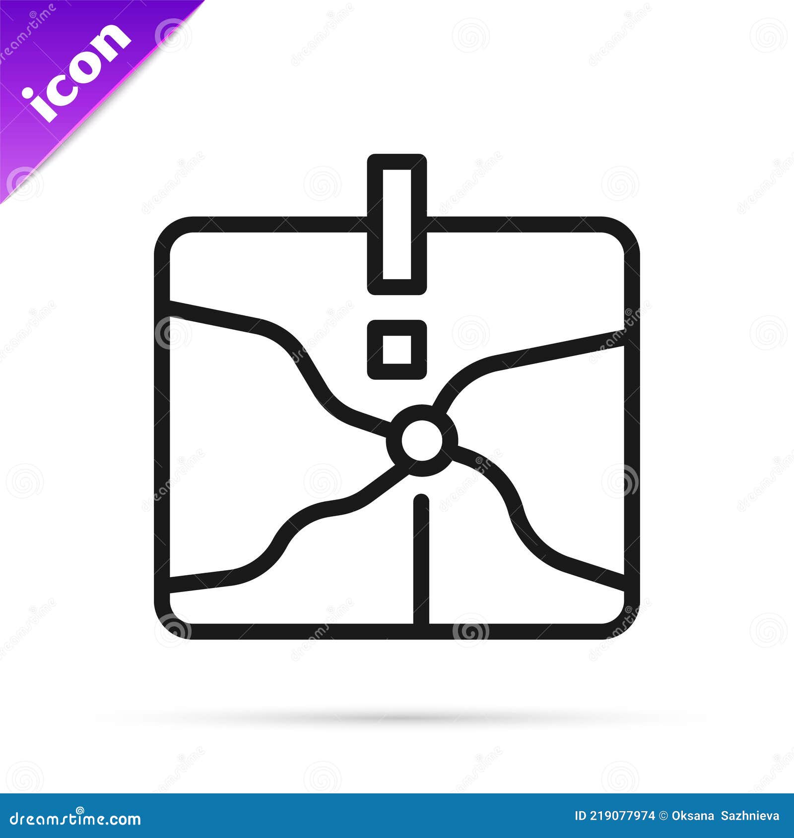 Black Line Intersection Point Icon Isolated on White Background. Vector ...