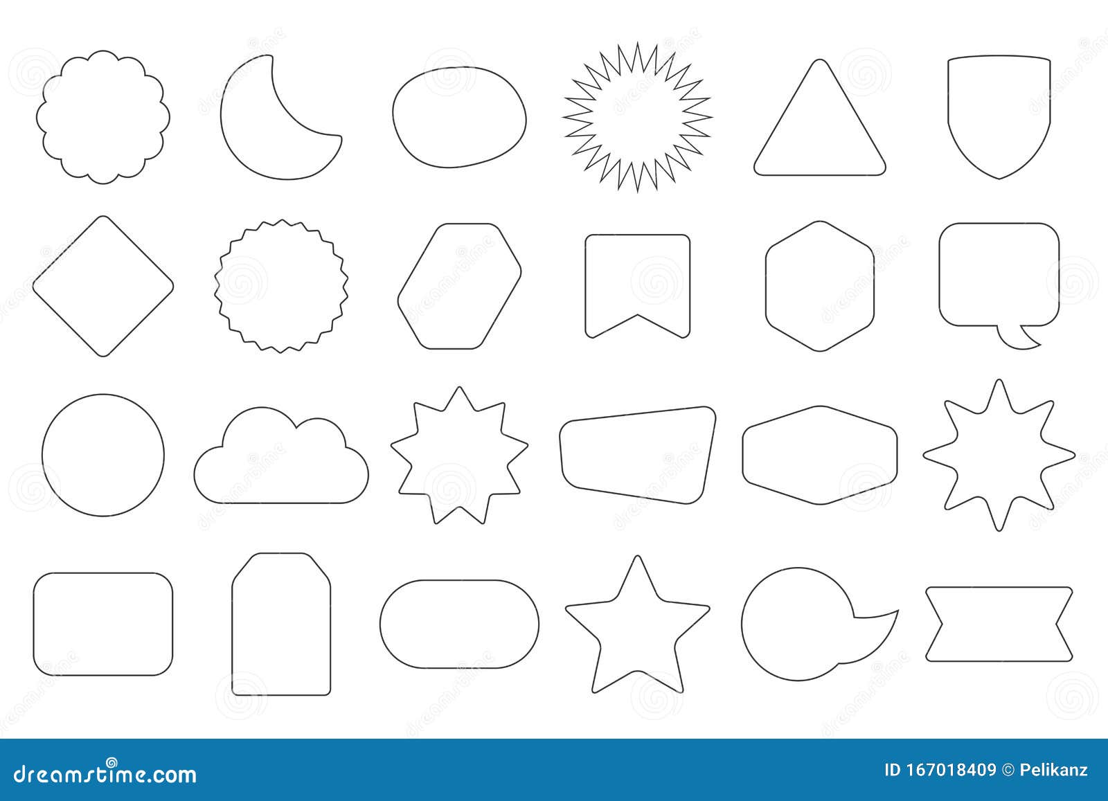 Black Line and Isolated Random Shapes Empty Frames and Banners Icons ...