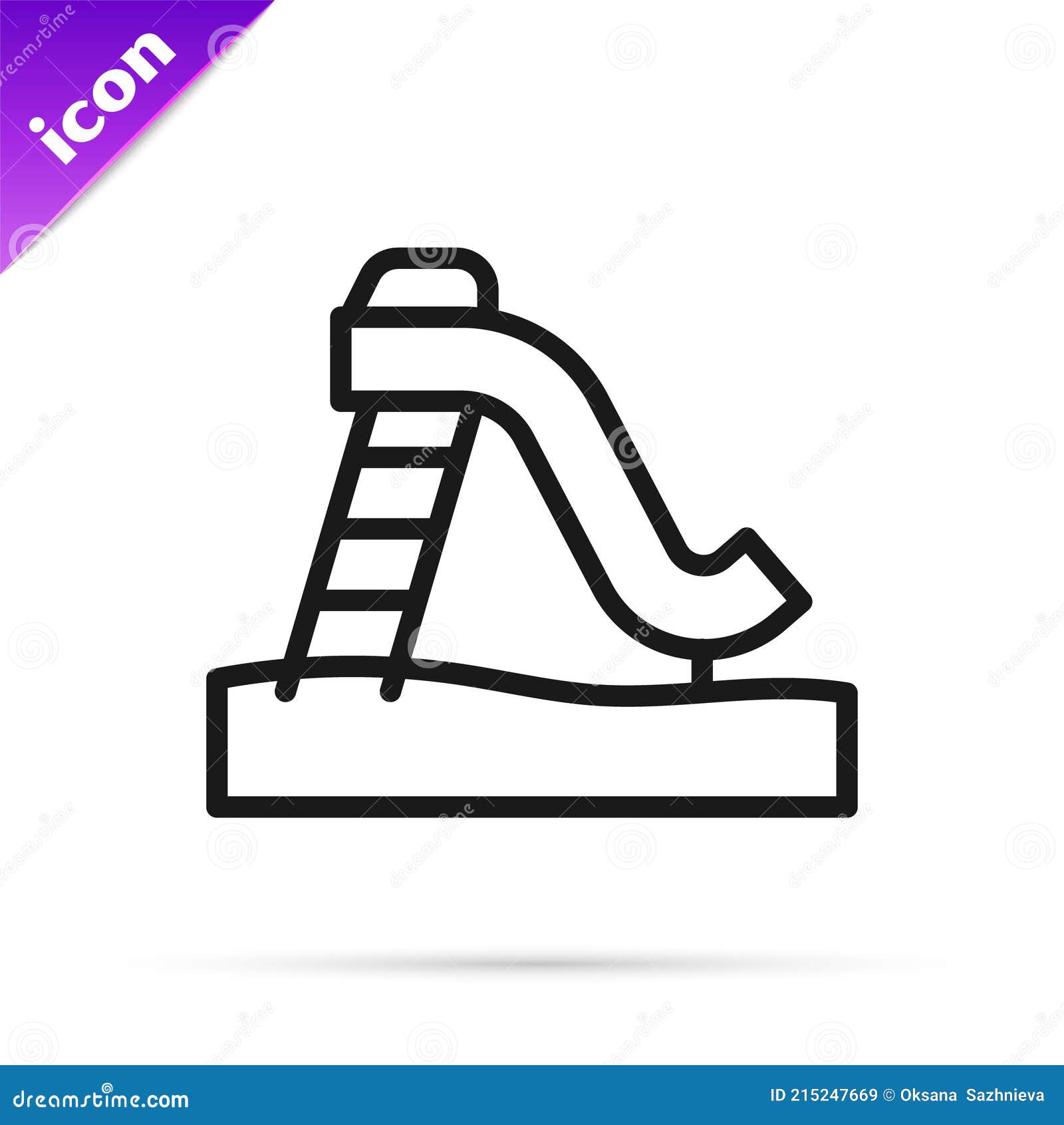 Black Line Kid Slide Icon Isolated on White Background. Childrens Slide ...